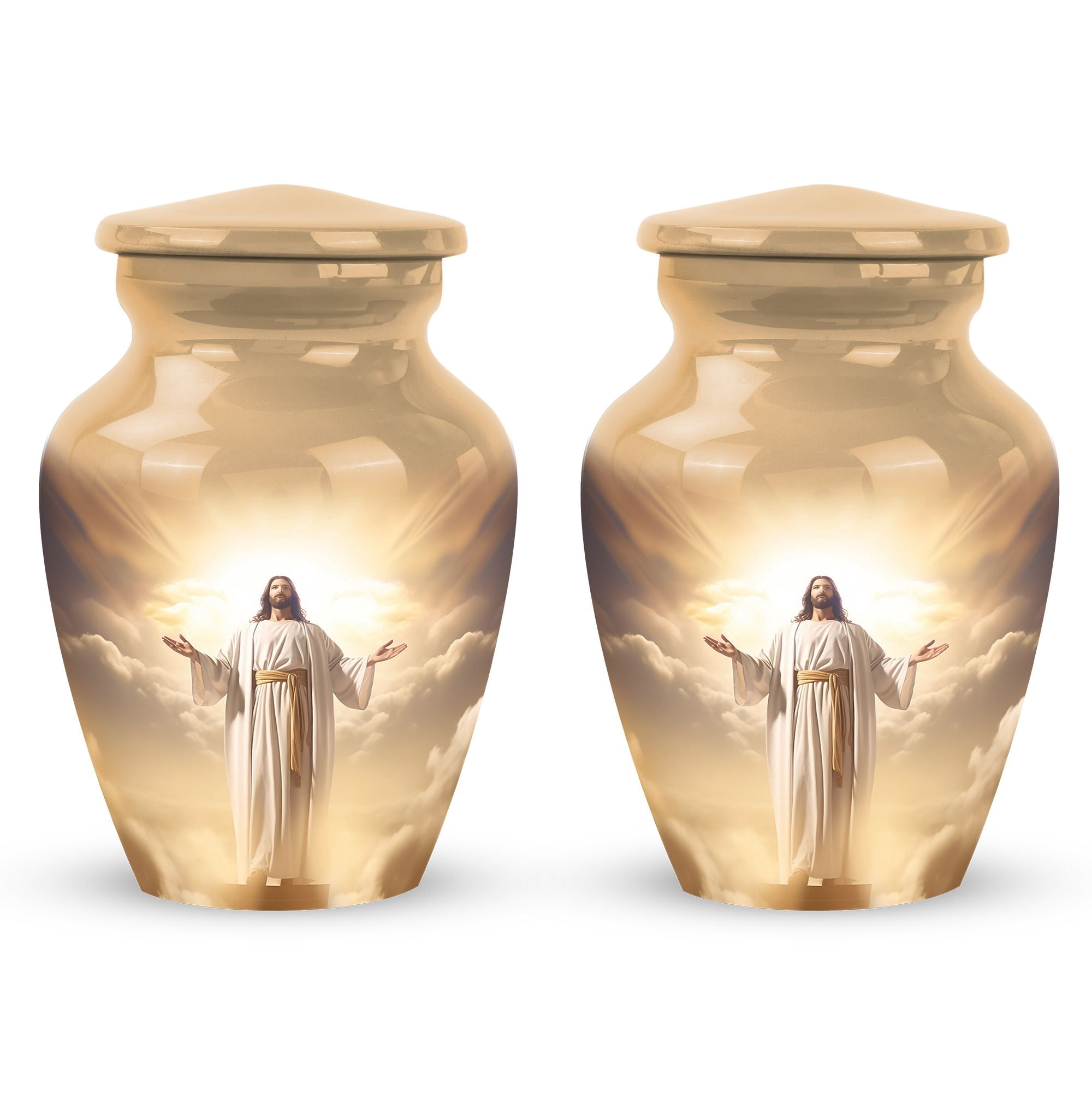 Jesus Christ In Front Of The Holy Cross In Sky - Urn For Ashes For Men ...