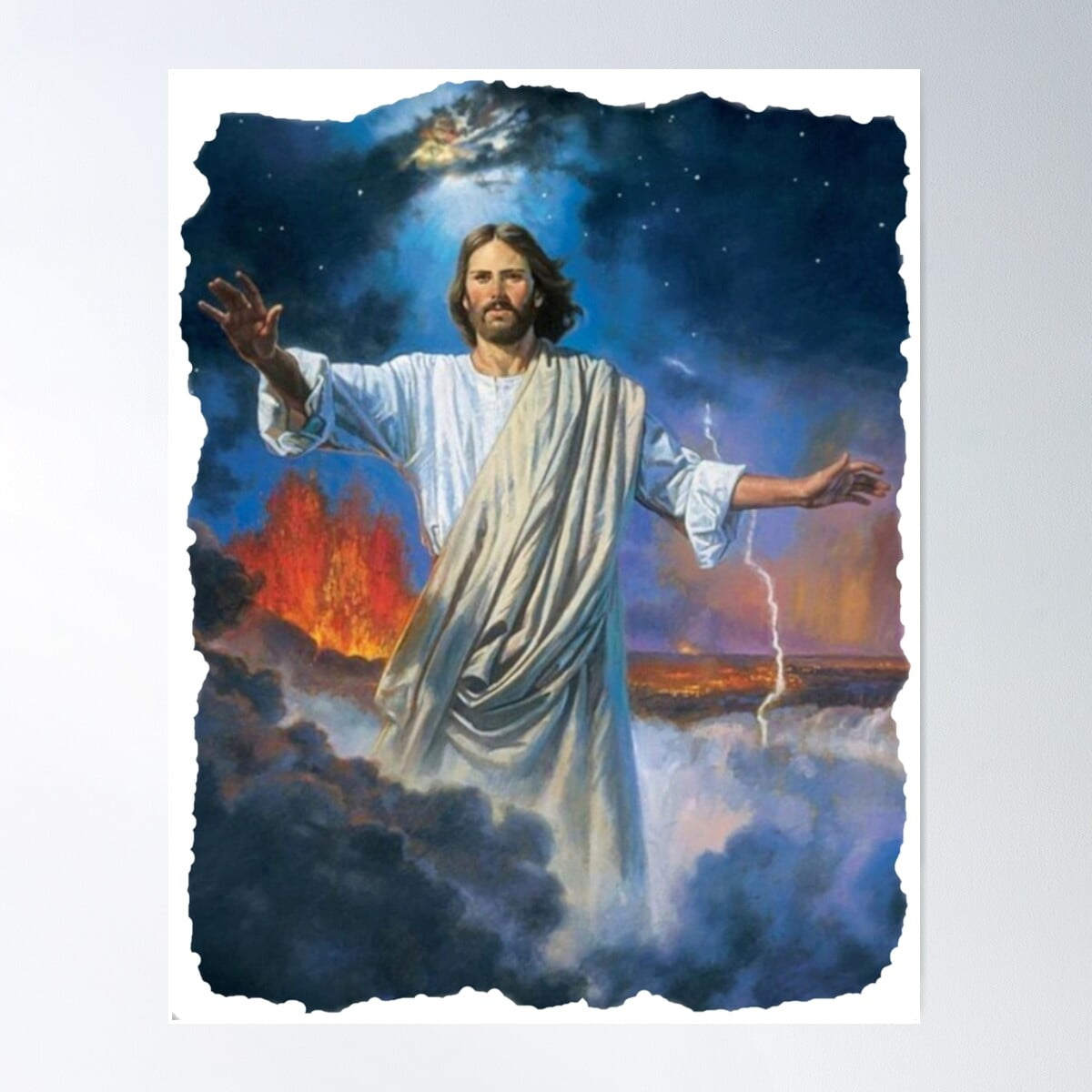 Jesus Christ In The Clouds His Second Coming Poster Wall Art, Modern ...