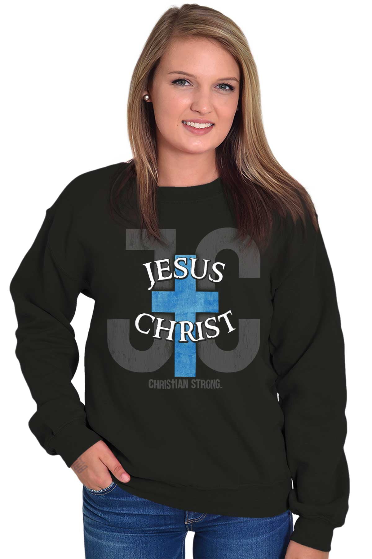 Jesus Christ JC Cross Christian Sweatshirt for Men or Women Brisco ...
