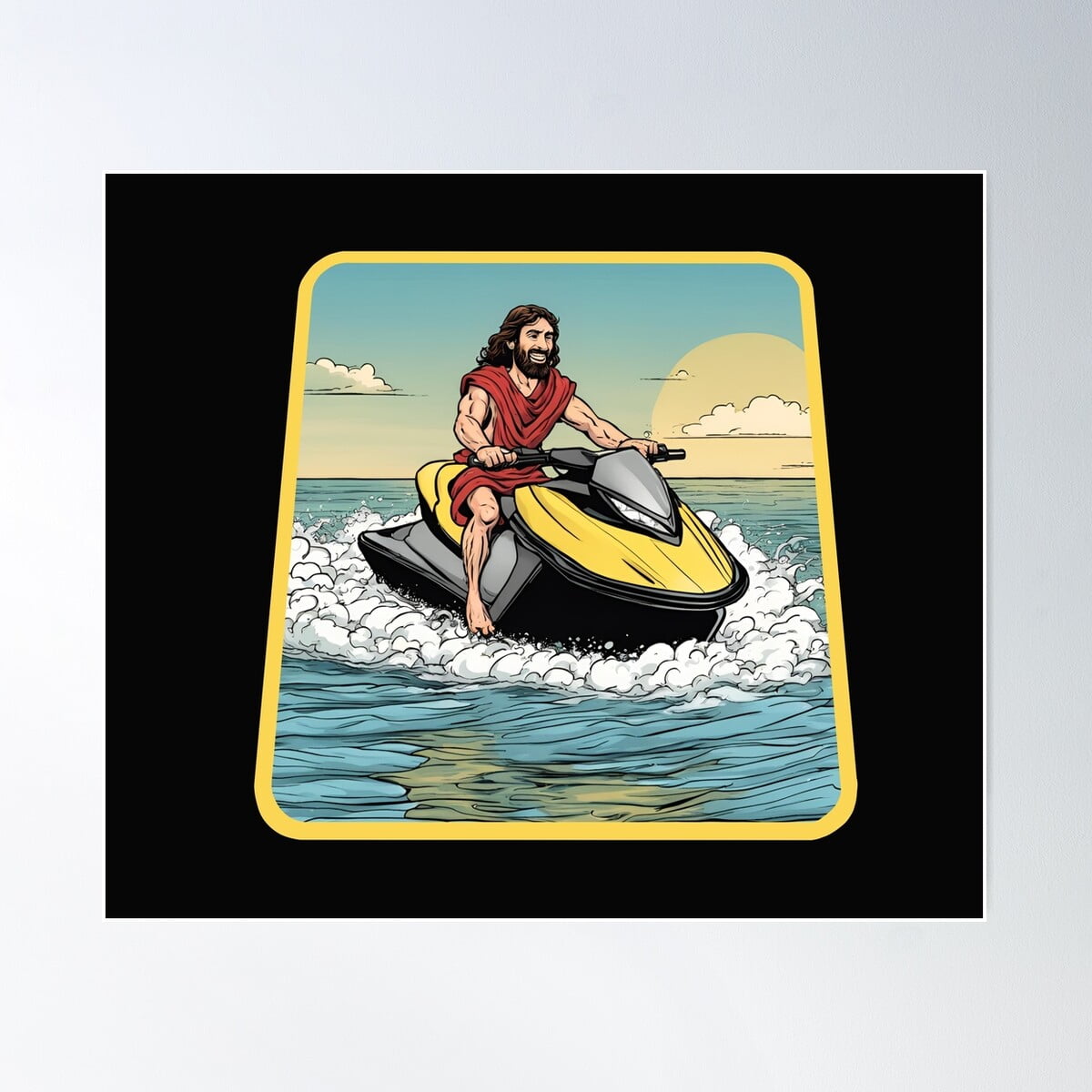 Jesus Christ Jet Skiing Poster Wall Art, Modern Wall Decor For Living ...