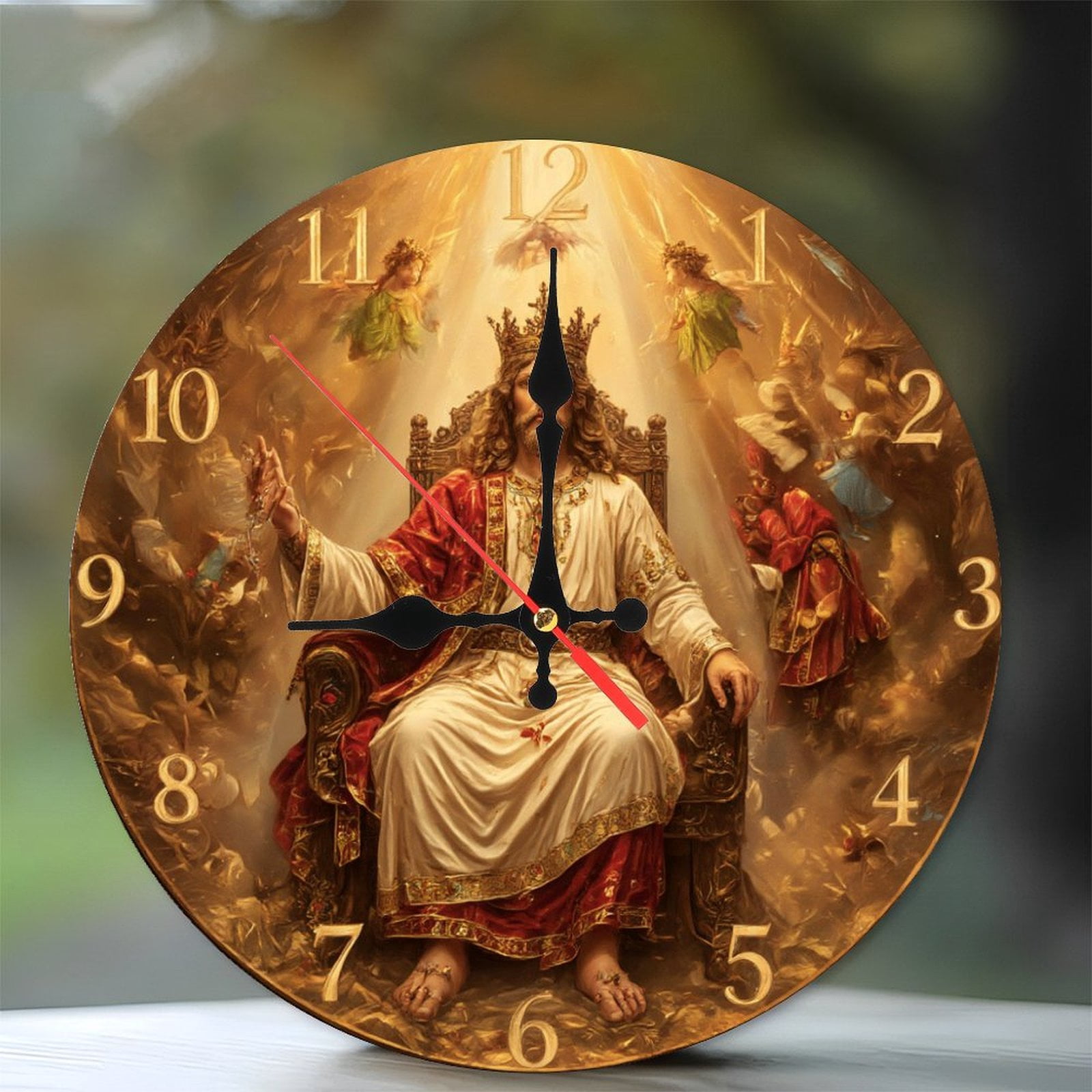 Jesus Christ King Throne Clock Wall Decor 10-Inch Silent Wooden Wall ...