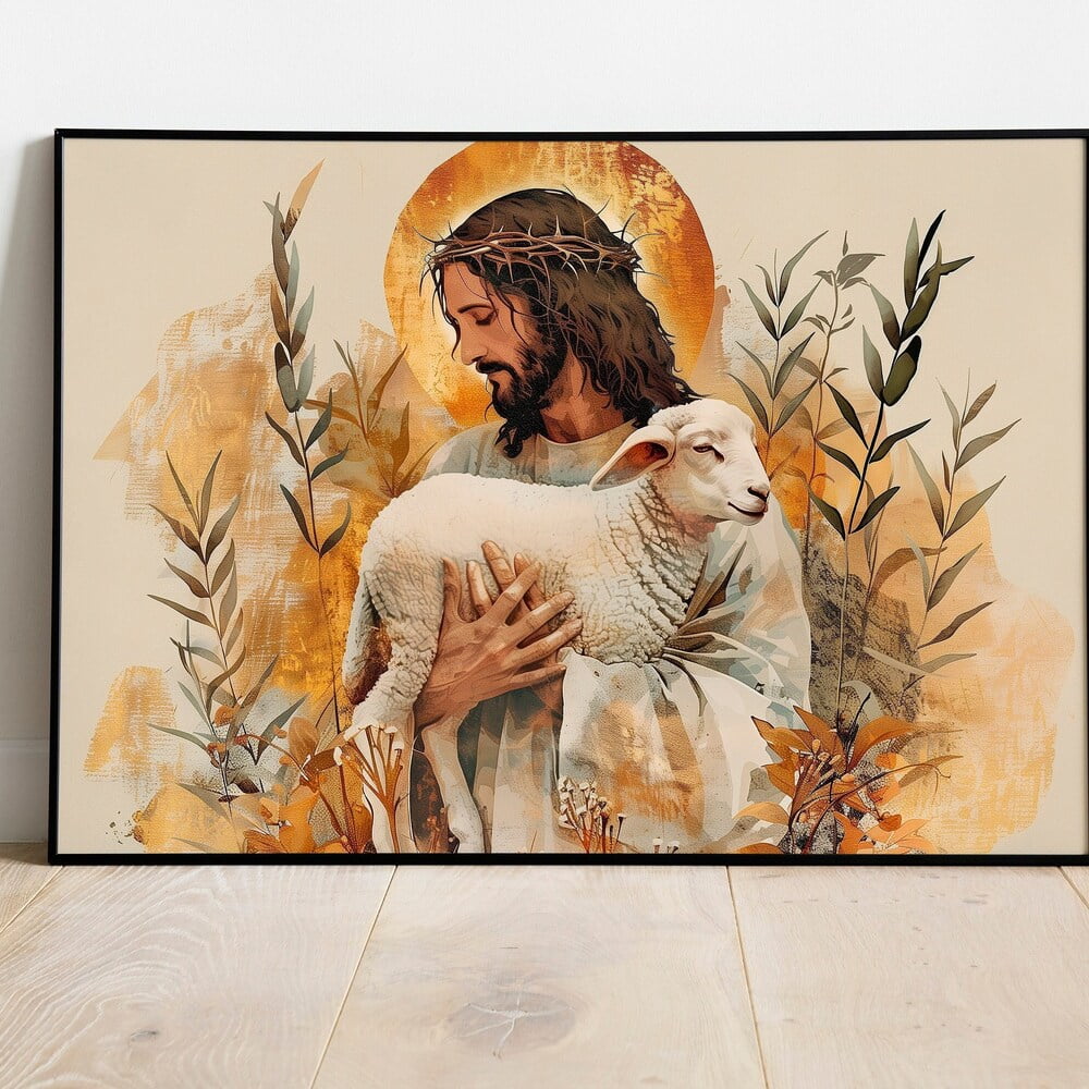 Jesus Christ Leaves The 99 Parable Boho Style Modern Art Print ...