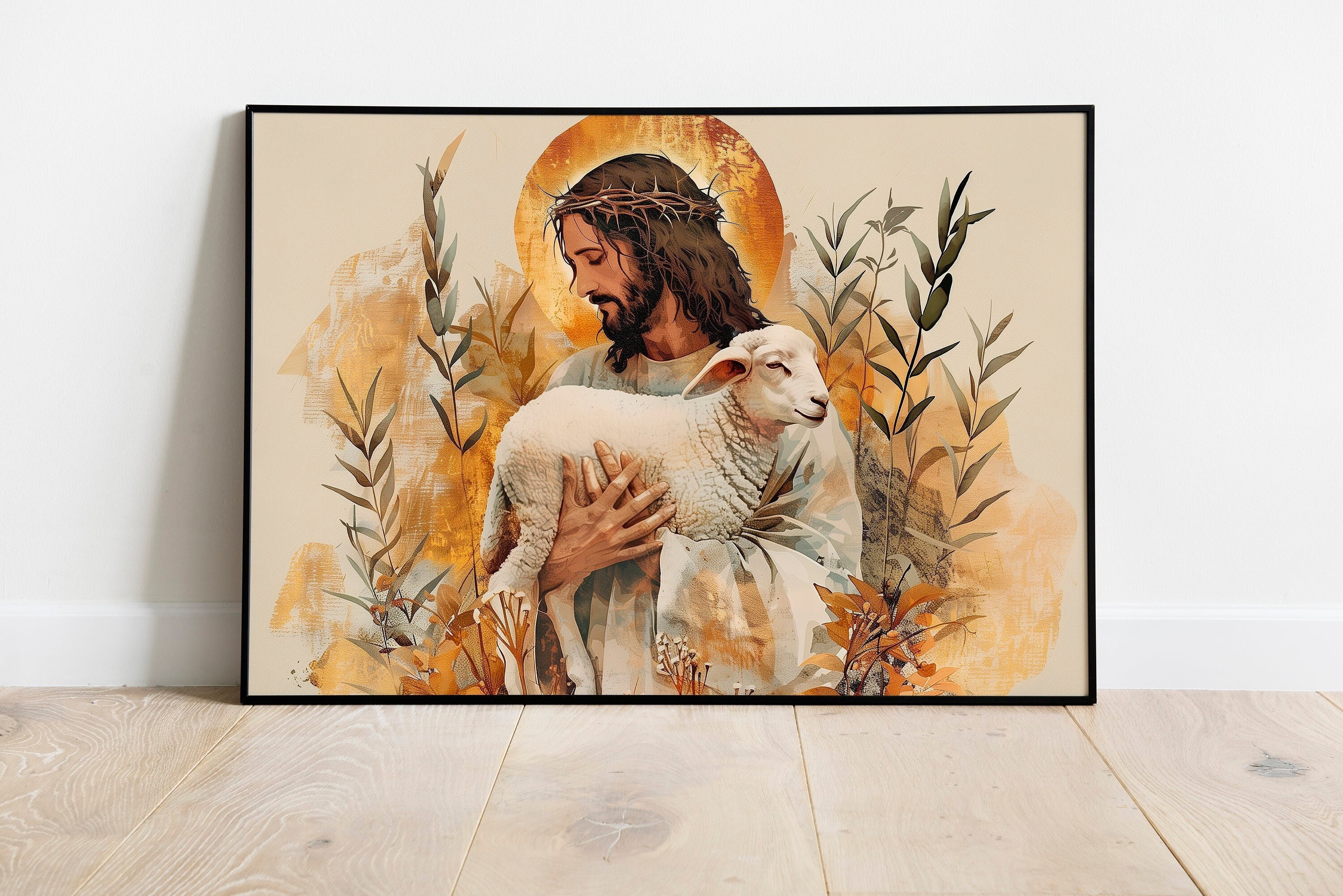 Jesus Christ Leaves The 99 Parable Boho Style Modern Art Print ...