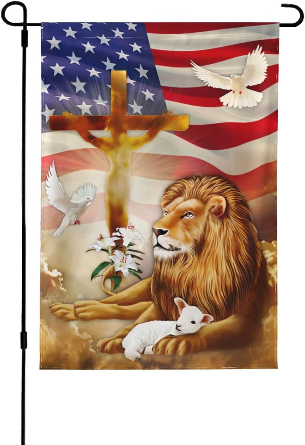 Jesus Christ Lion And Lamb Garden Flag 12X18 inch Double Sided Outdoor ...