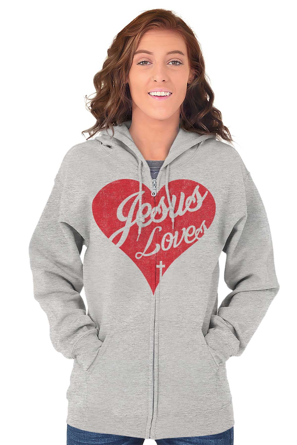 Jesus Christ Love Christian God Cross Women Plus Size Zipper Hoodie Brisco Brands 2X - Walmart.com