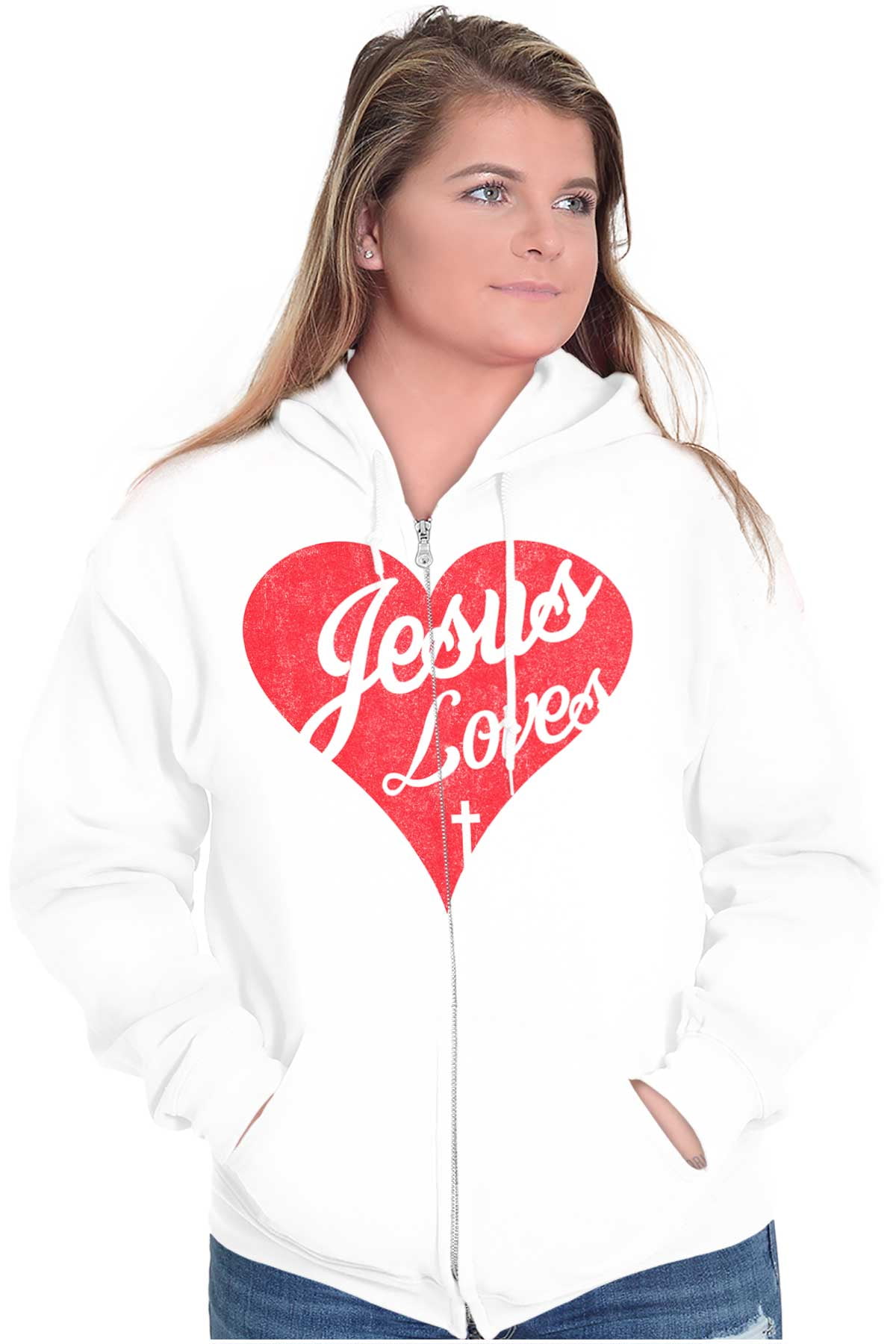 Jesus Christ Love Christian God Cross Women Plus Size Zipper Hoodie Brisco Brands 2X - Walmart.com