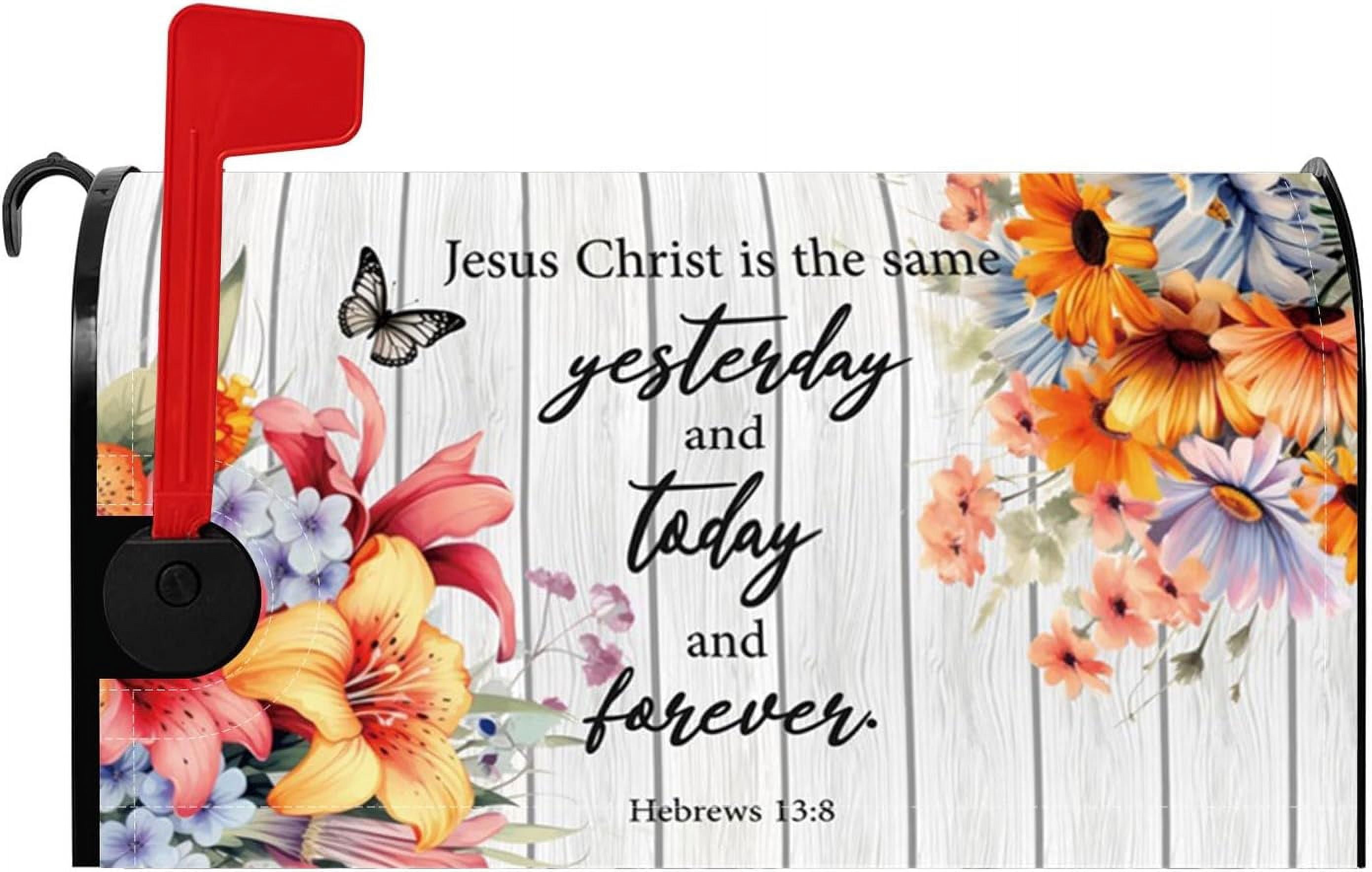 Jesus Christ Mailbox Cover Bible Verse Quotes Floral Butterfly Wooden ...
