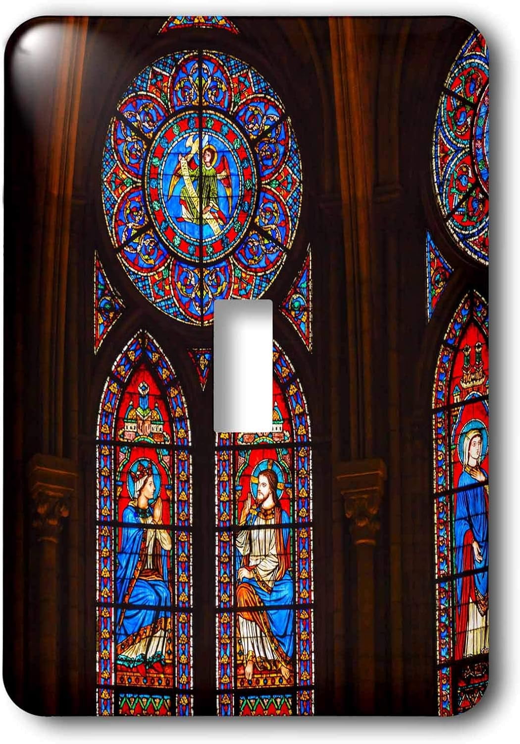 Jesus Christ Mary Angels stained glass, Notre Dame,... - Light Switch ...
