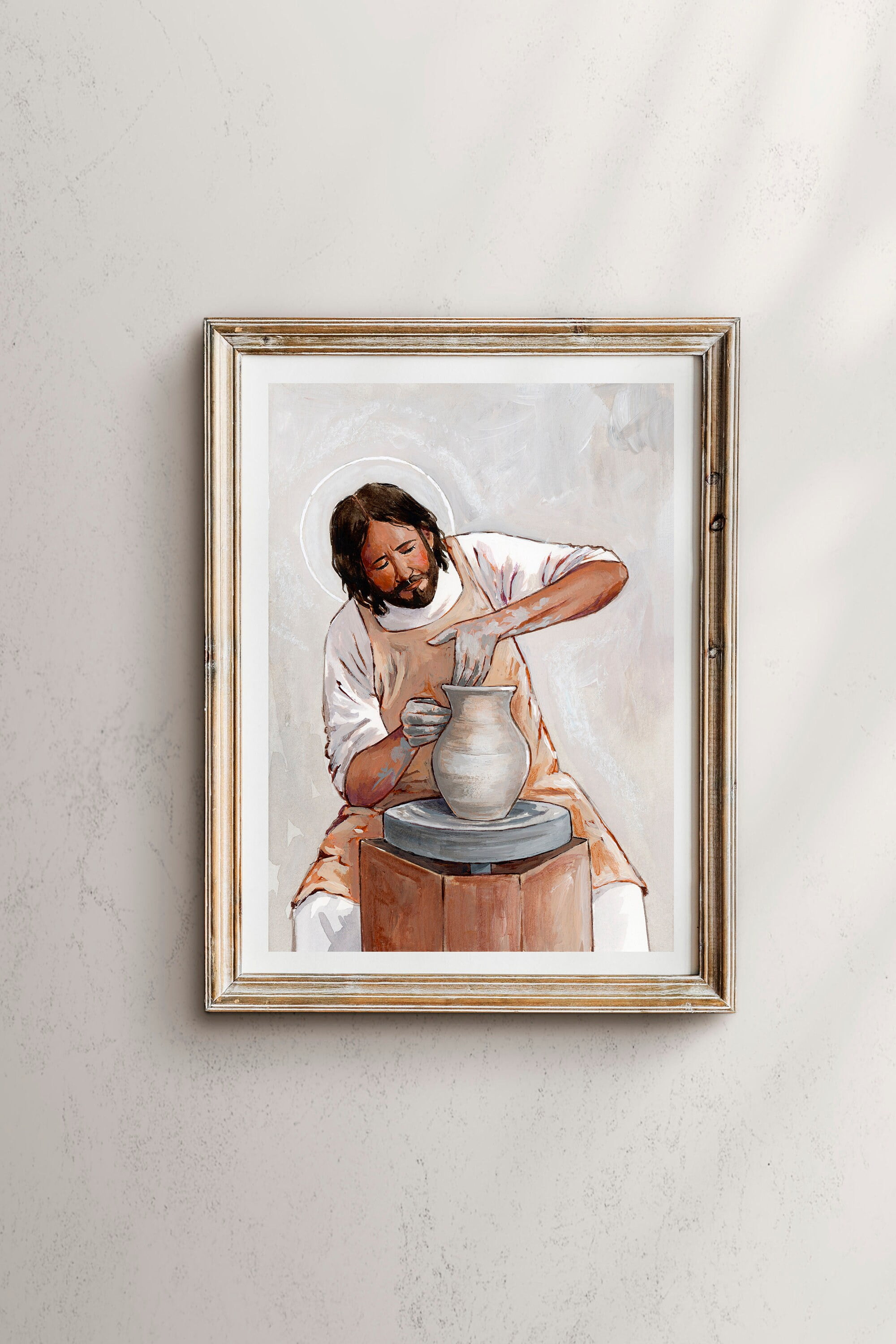 Jesus Christ 'Master Potter' Art Print Warm Present Vintage UNFRAMED ...