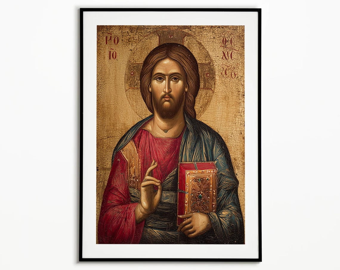 Jesus Christ Of Sinai Poster Greek Orthodox Art Icon Of Jesus Christ ...