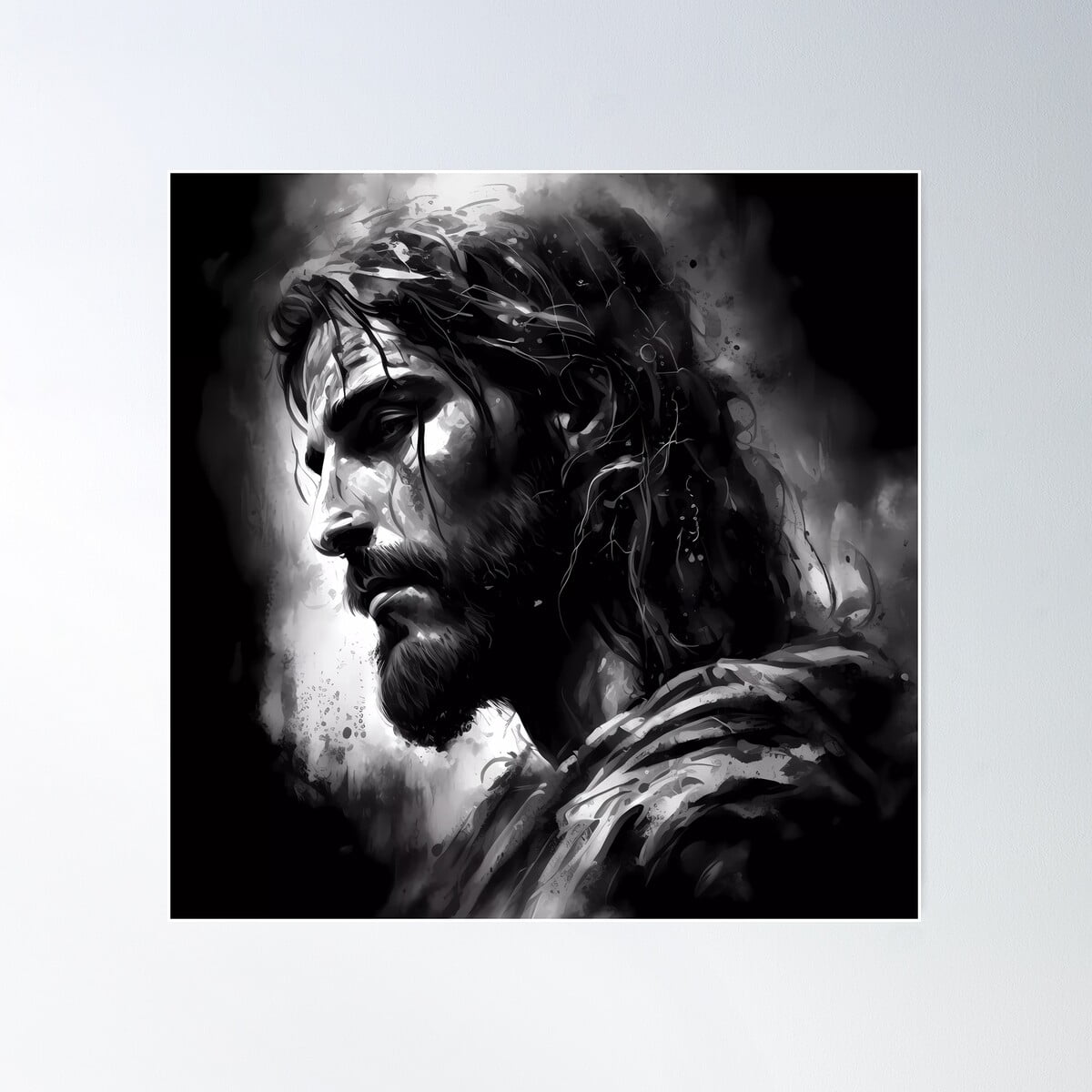 Jesus Christ Our Master - Black And White Painting Poster Wall Art ...