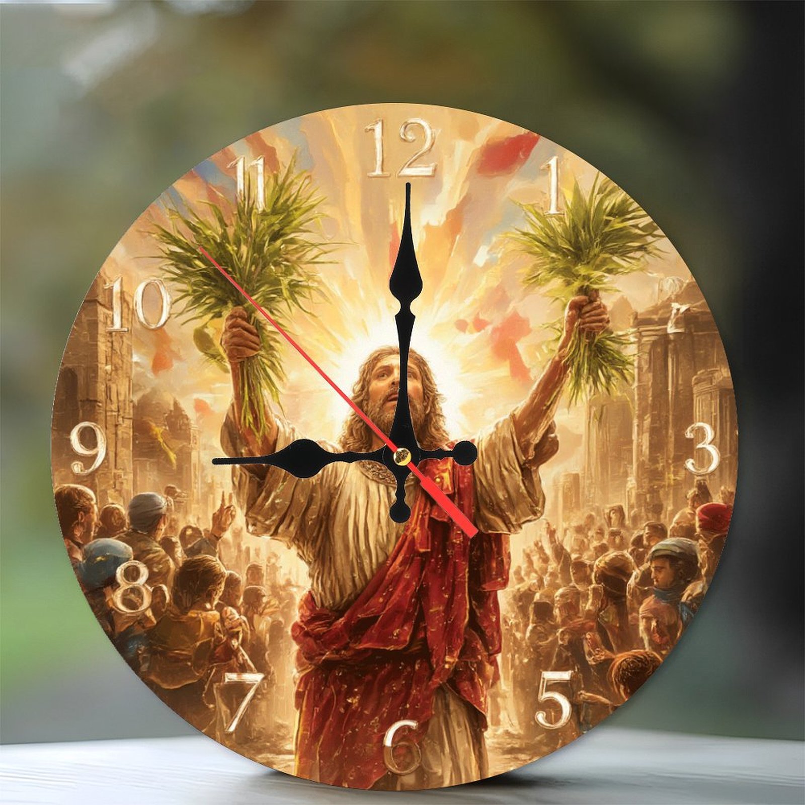 Jesus Christ Palm Sunday Wall Clock Religious Art Decor 10-Inch Silent ...