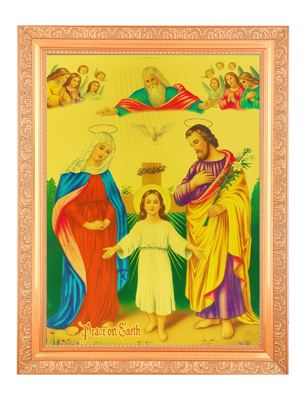 Jesus Christ With Parents PEACE ON EARTH Gold Foil Art Print Elegant ...
