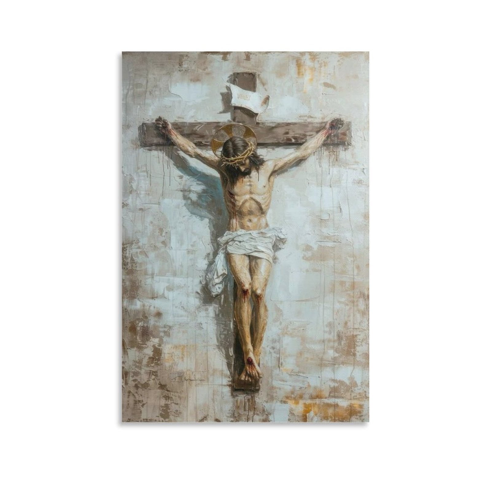 Jesus Christ Persecution Wall Art Jesus Crucified Canvas Print Poster Bible Abstract Art ...
