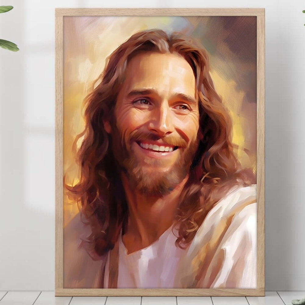Jesus Christ Portrait Holy Painting Poster God Peace Print Wall Art ...