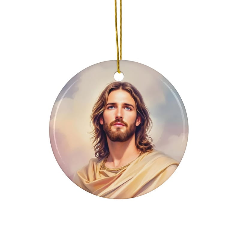 Jesus Christ Portrait Ornament, Ceramic Christian Savior Holiday Tree ...