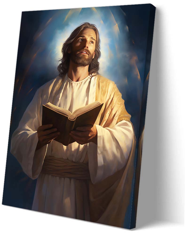 Jesus Christ Poster Jesus Holds A Bible Wall Art Religious Poster for ...