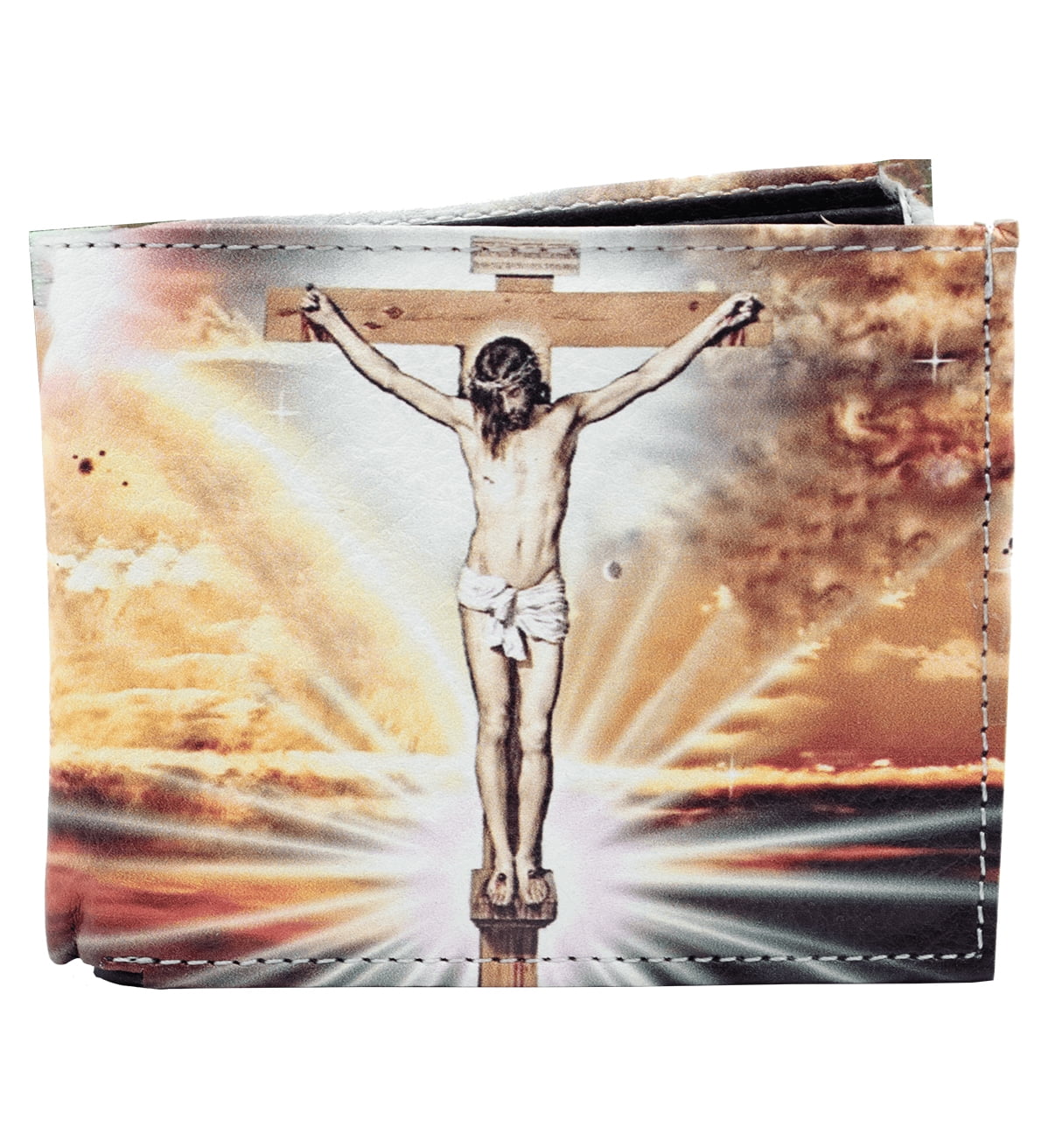 Jesus Christ Print Leather Men Wallet | Slim Bifold Leather Wallet ...