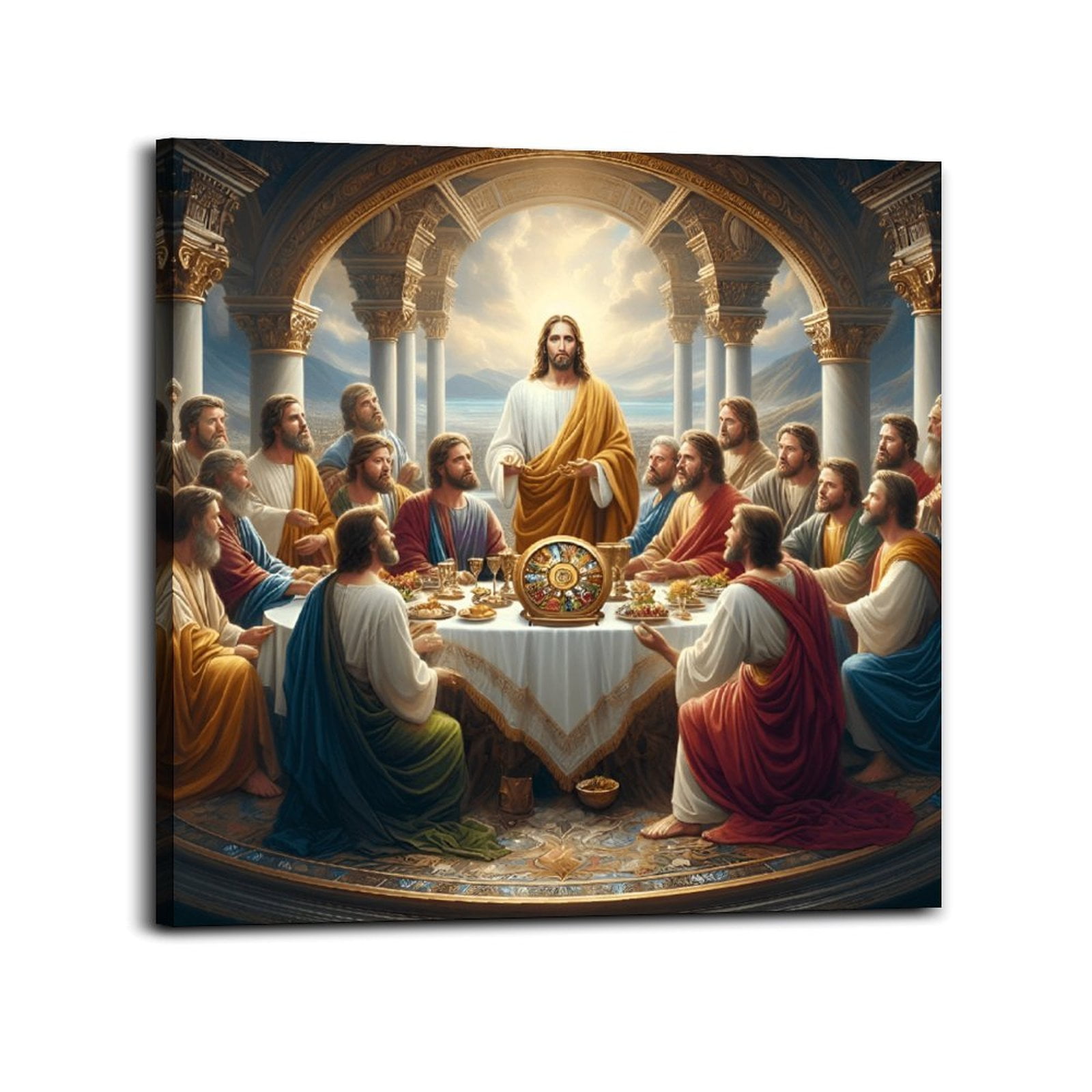 Jesus Christ Religious Art Poster Wrapped Wooden Frame Wall Decor ...