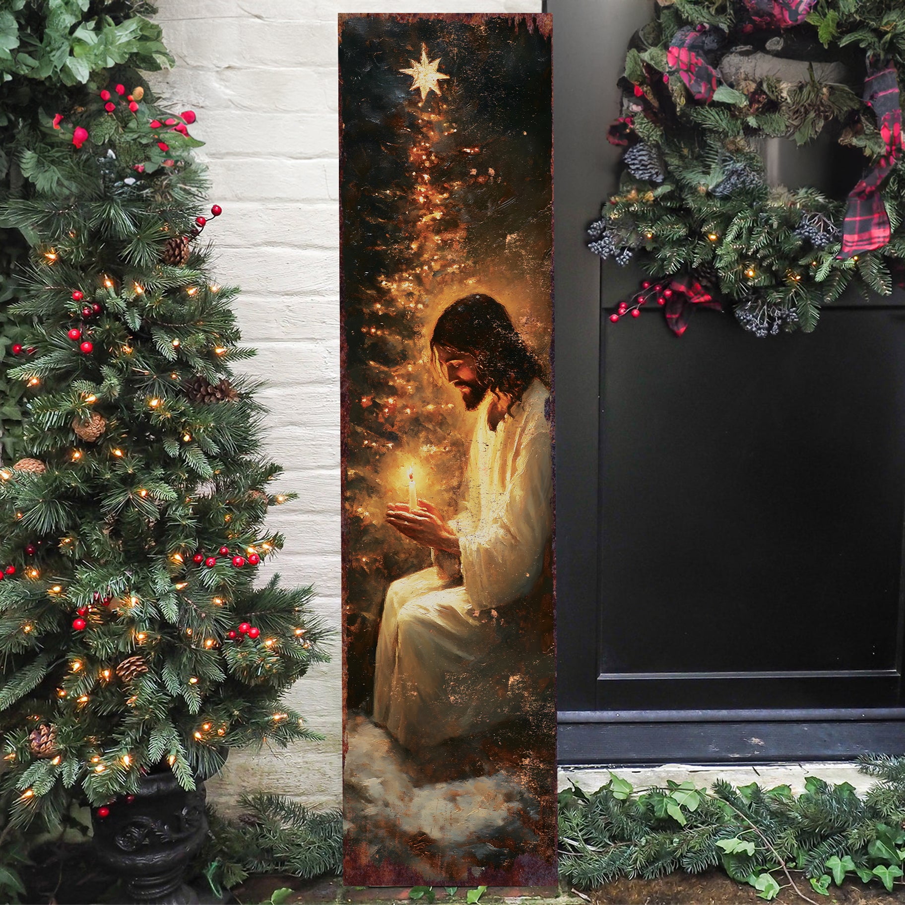 Jesus Christ Religious Porch Sign | Front Porch Plaque | Wooden Holiday ...