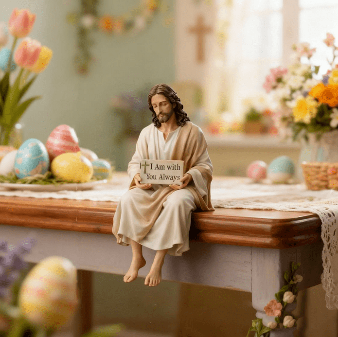 Jesus Christ Resin Desk Companion – Handmade Sitting Statue with ...