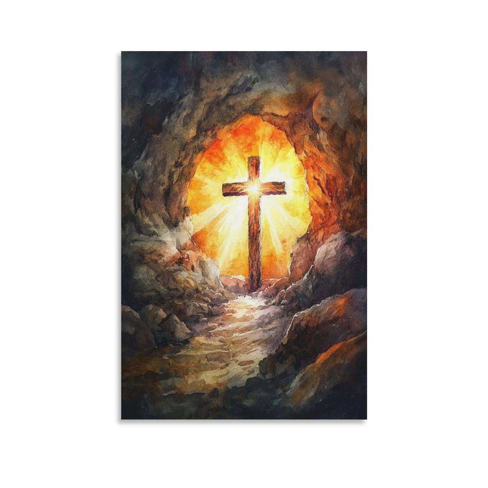 Jesus Christ Resurrection Wall Art Cross Poster Holy Light Easter ...