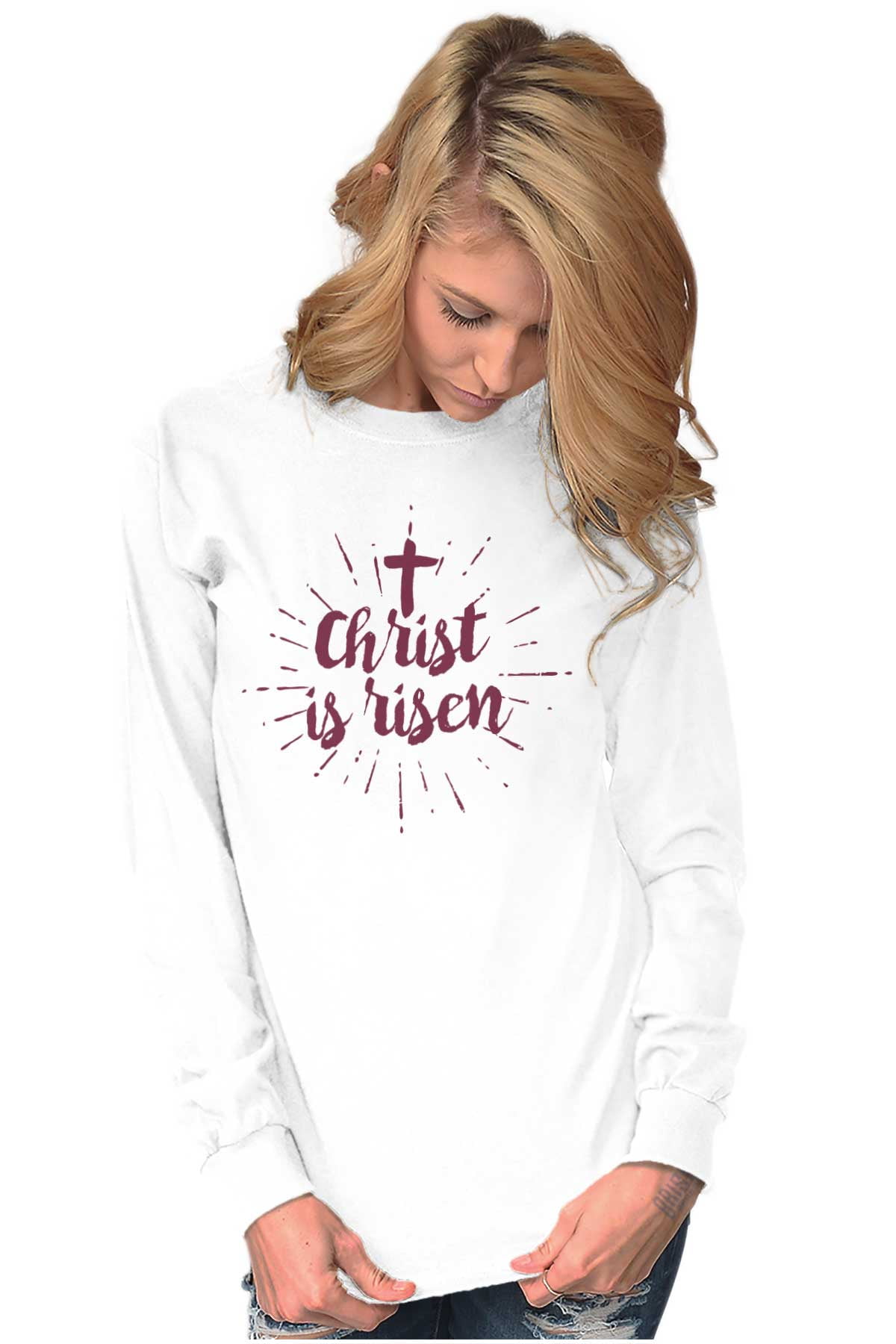 Jesus Christ Risen Easter Believe God Women Plus Size Long Sleeve Tee Brisco Brands 2X - Walmart.com