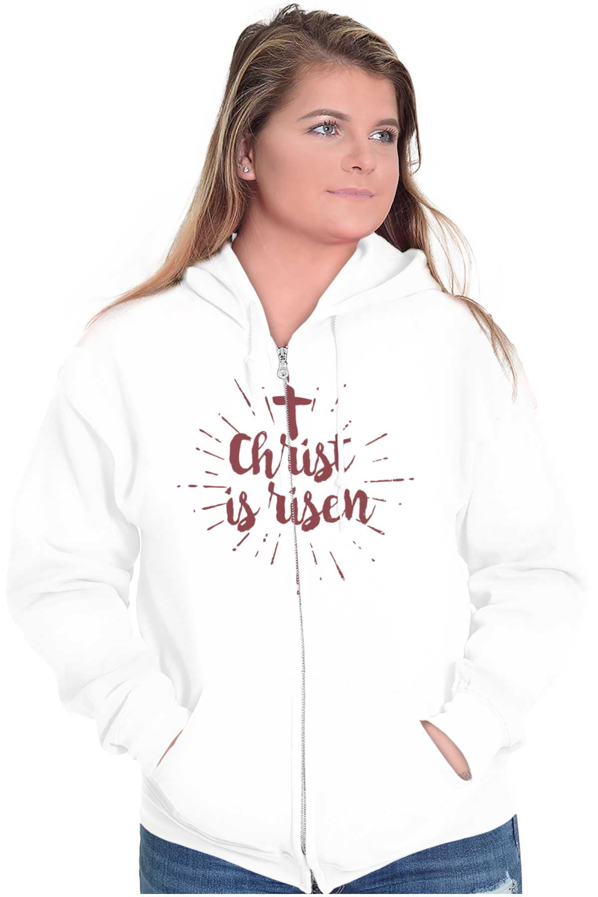 Jesus Christ Risen Easter Believe God Zip Hoodie Sweatshirt Women ...