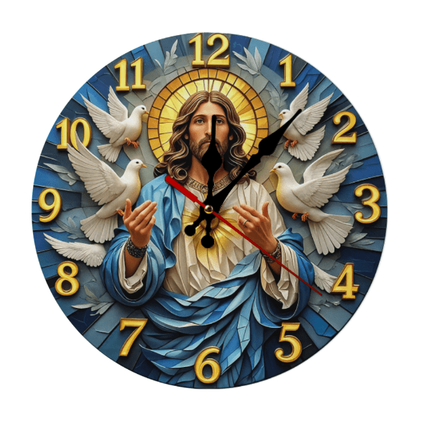 Jesus Christ Sacred Heart Silent Wall Clock,Artificial Wood Round Clock ...