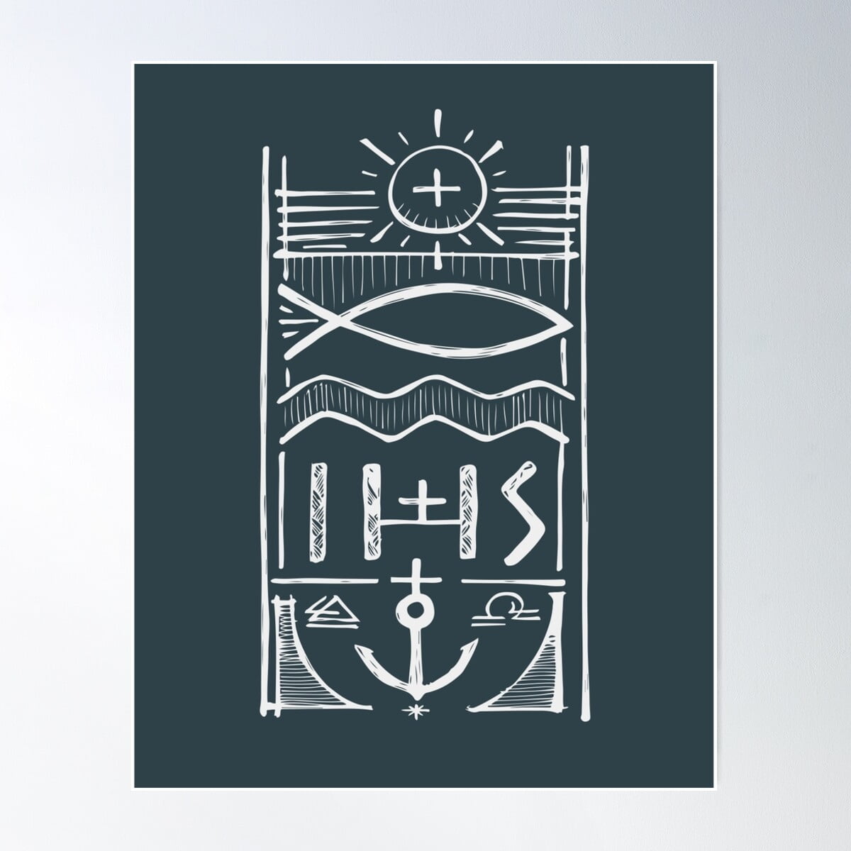 Jesus Christ Symbols Badge Poster Wall Art, Modern Wall Decor For ...