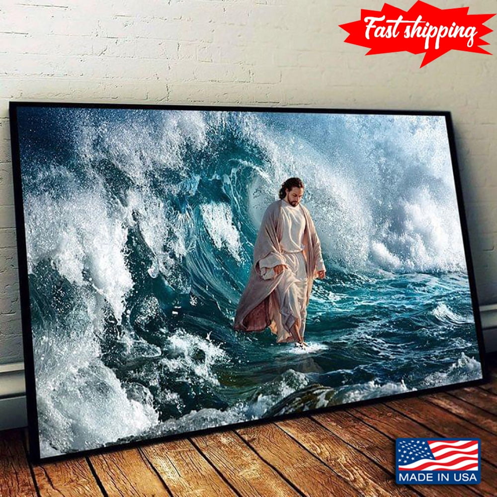 Jesus Christ Walking On The Ocean Waves 16 x 24 Inch Poster - Walmart.com