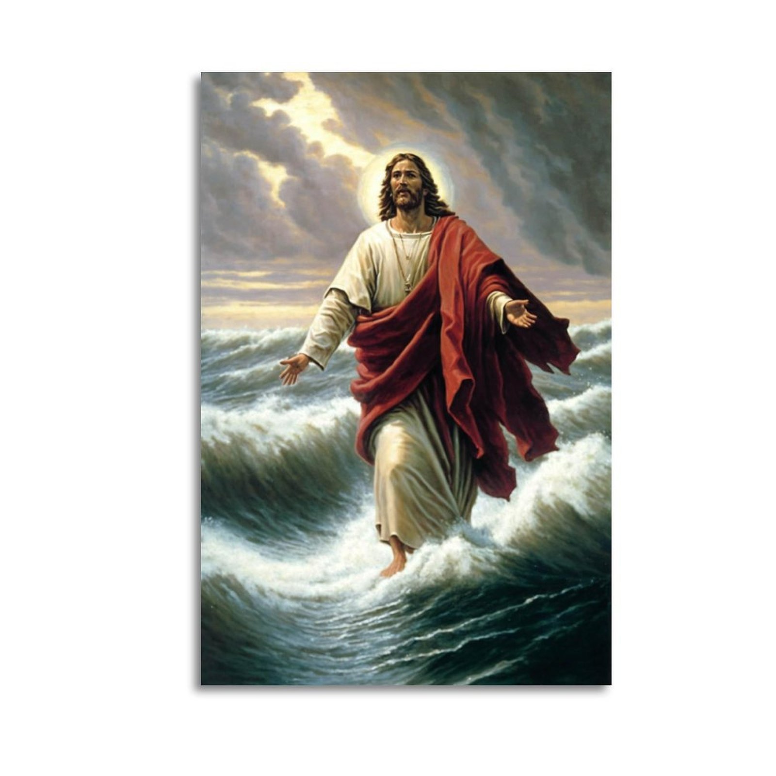 Jesus Christ Walking on Water in The Storm on The Sea Poster Prints for ...