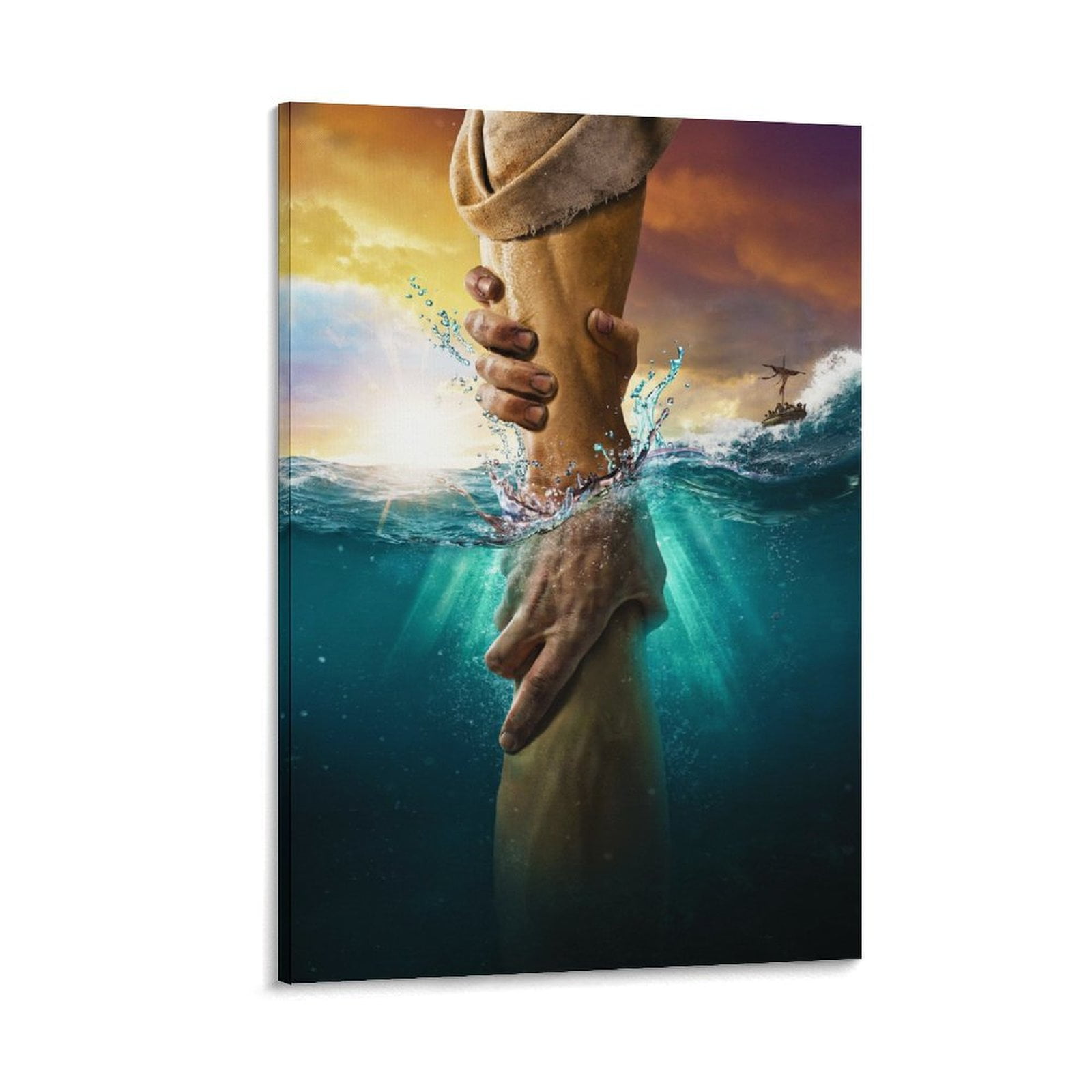 Jesus Christ Wall Art God's Hand Reaching Into Water Canvas Wall Art ...
