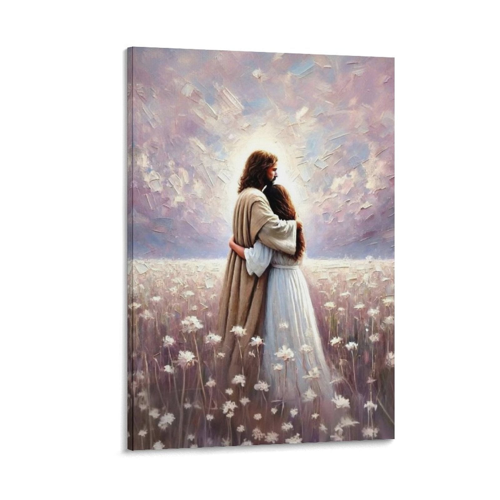 Jesus Christ Wall Art Jesus And Girl Poster Jesus Hugging Woman Canvas ...