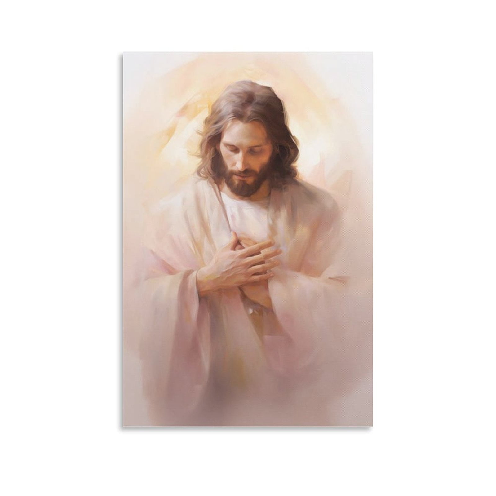 Jesus Christ Wall Art - Jesus Hands on Heart Watercolor Print Poster ...