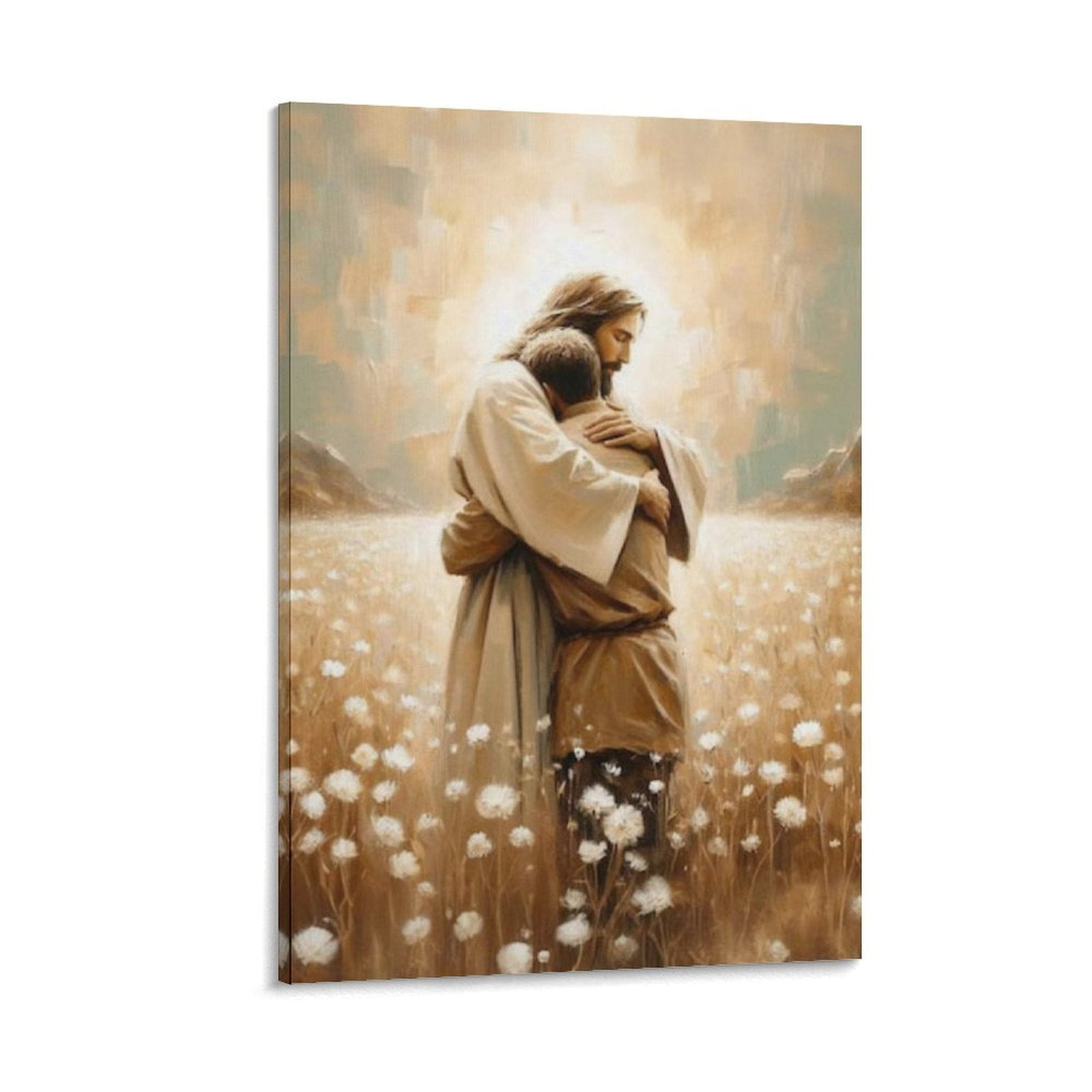 Jesus Christ Wall Art -Jesus Hugging Man Drawing- Jesus Heals Man Bible ...