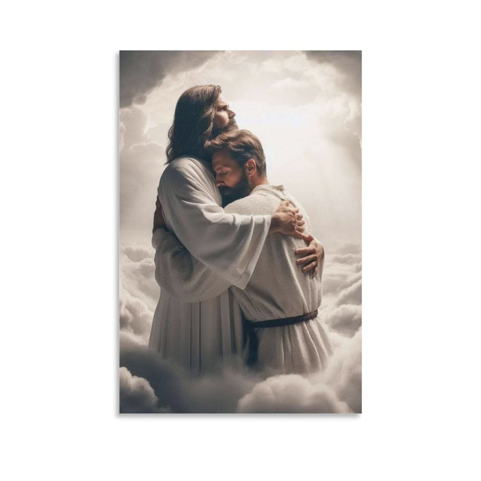Jesus Christ Wall Art - Jesus Hugging Man in Heaven Painting - Bible ...