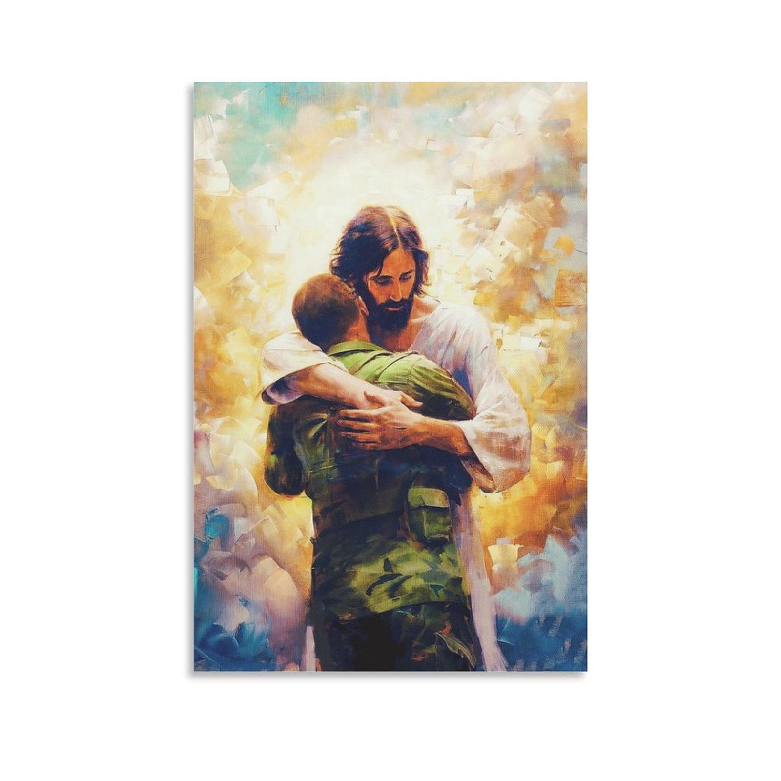 Jesus Christ Wall Art - Jesus Hugging Man in Heaven Painting - Bible ...