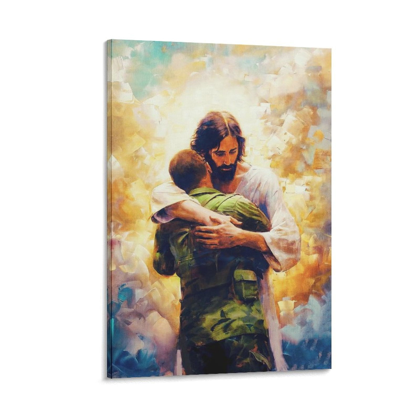 Jesus Christ Wall Art - Jesus Hugging Man in Heaven Painting - Bible ...