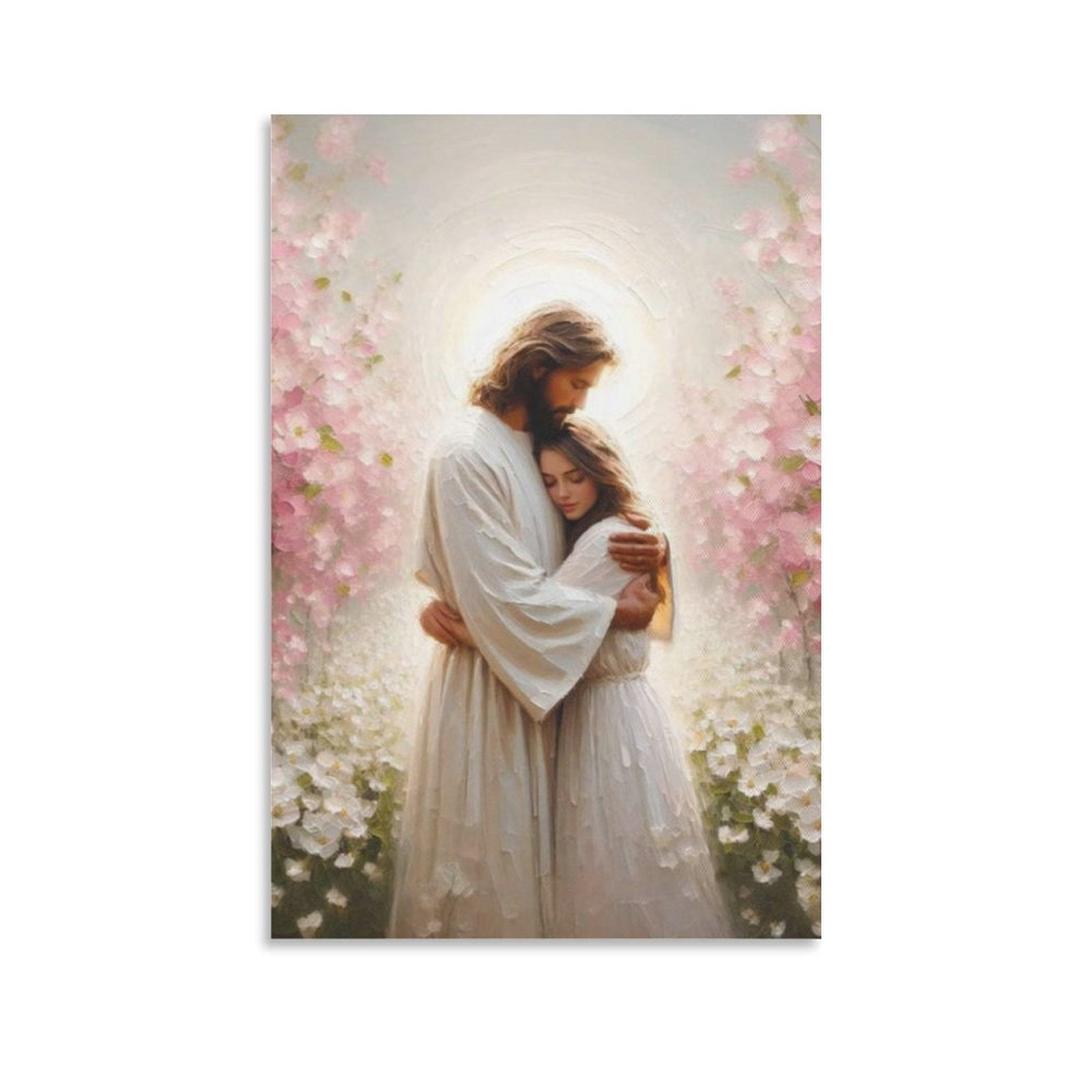 Jesus Christ Wall Art - Jesus Hugging Woman Pink Painting - Bible ...