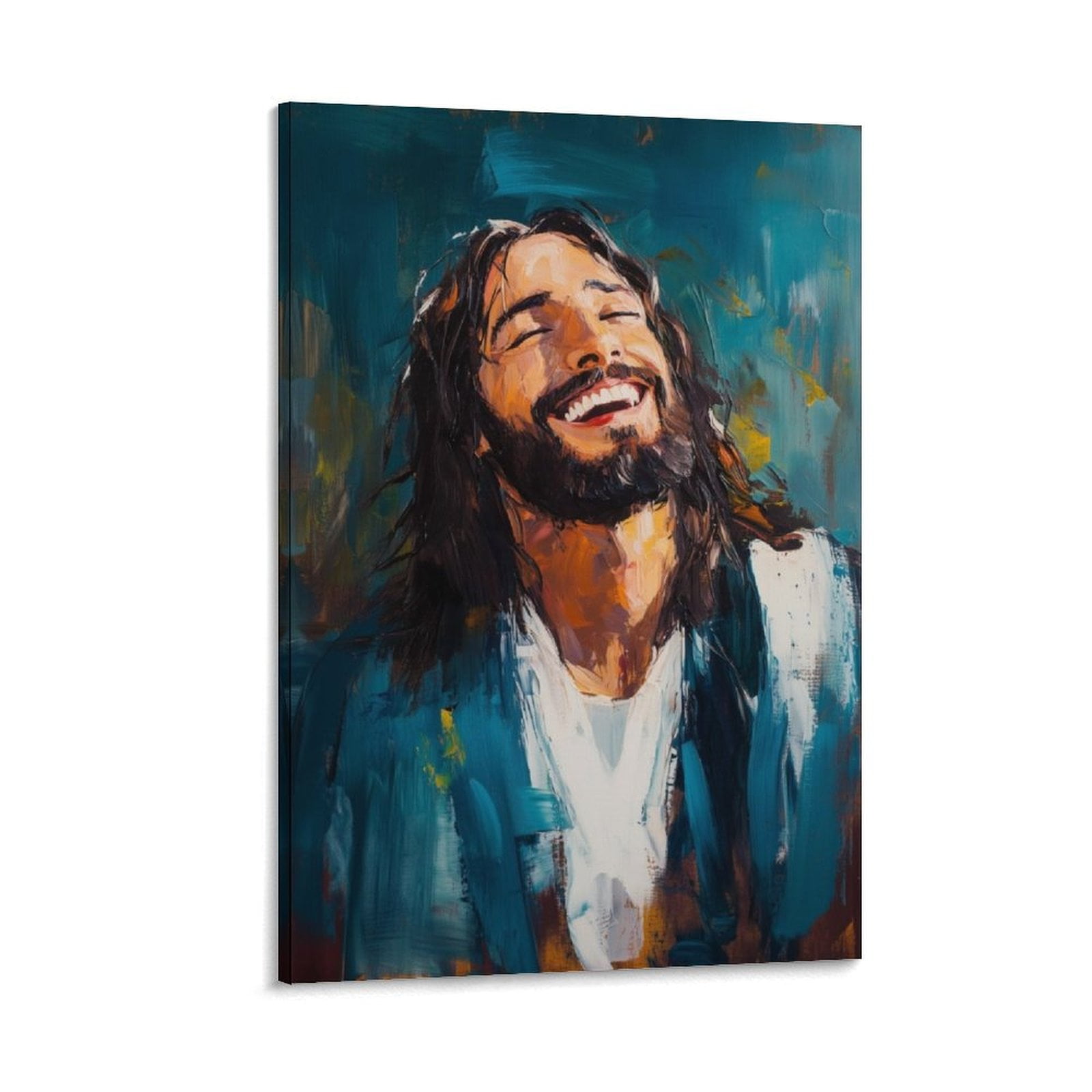 Jesus Christ Wall Art Jesus Portrait Poster Laughing Jesus Canvas Print ...