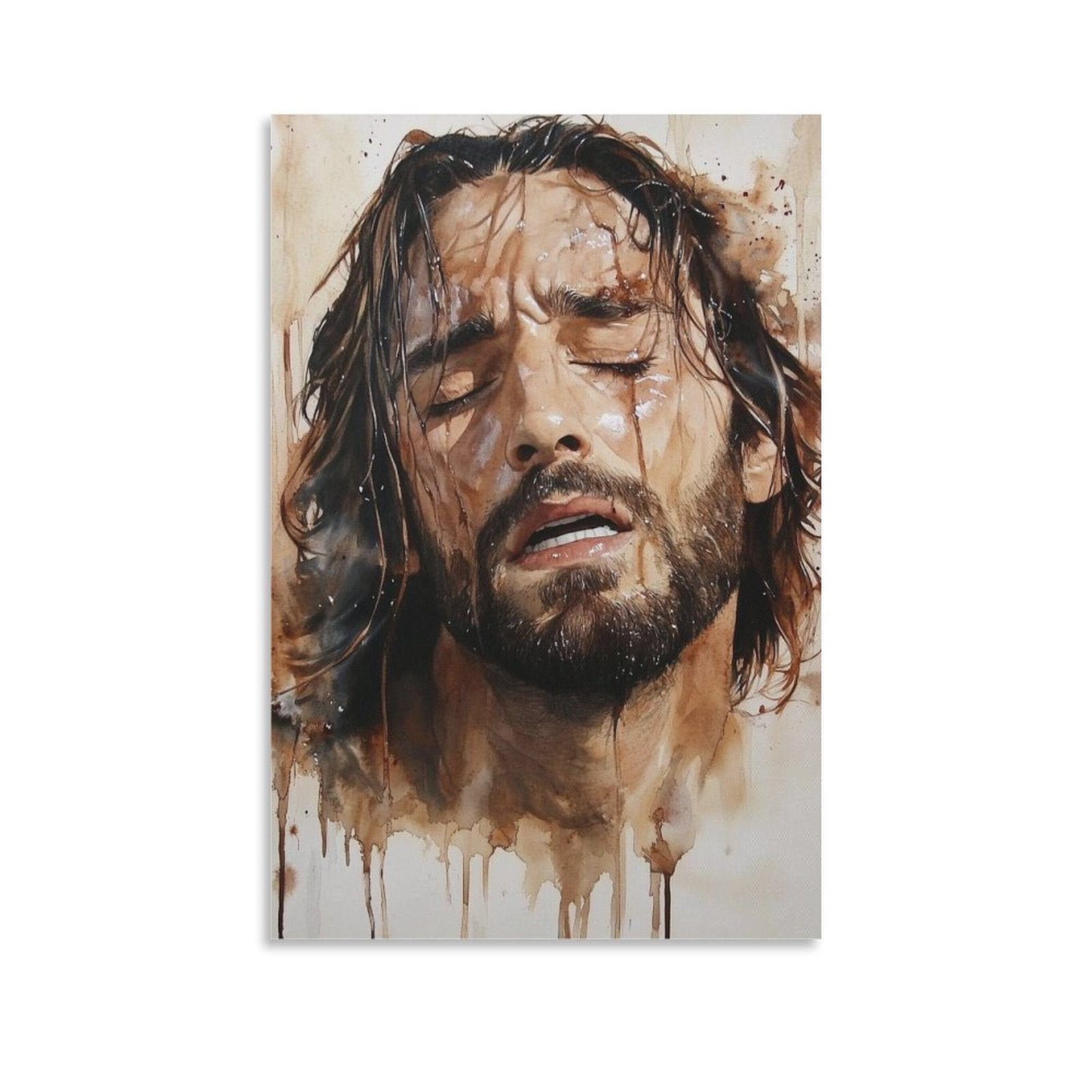 Jesus Christ Wall Art Jesus Tears Poster Savior Canvas Print Painting ...