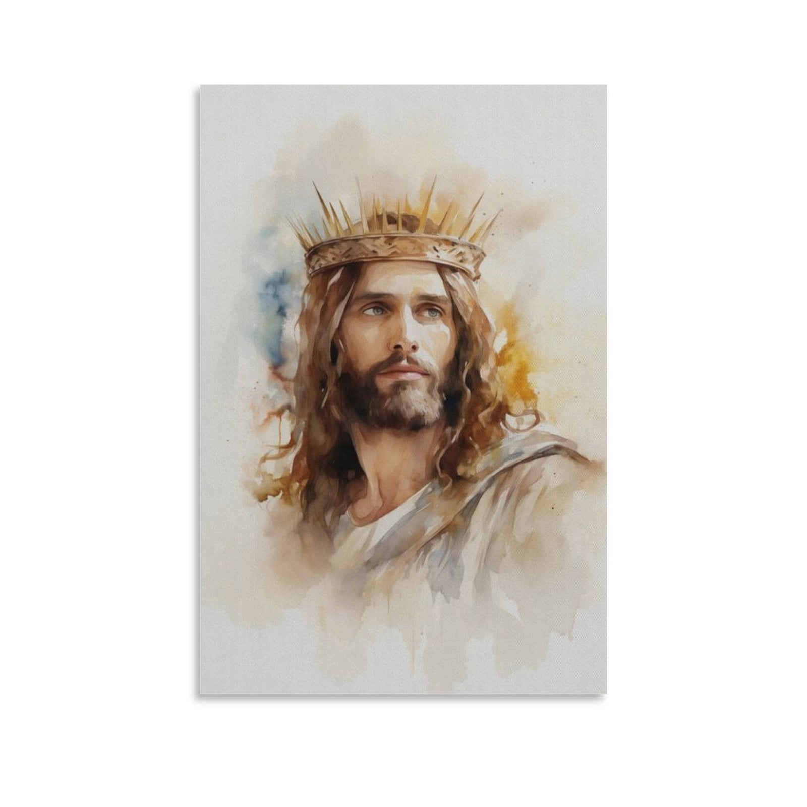 Jesus Christ Wall Art Jesus Wearing Crown Canvas Print Poster Bible ...