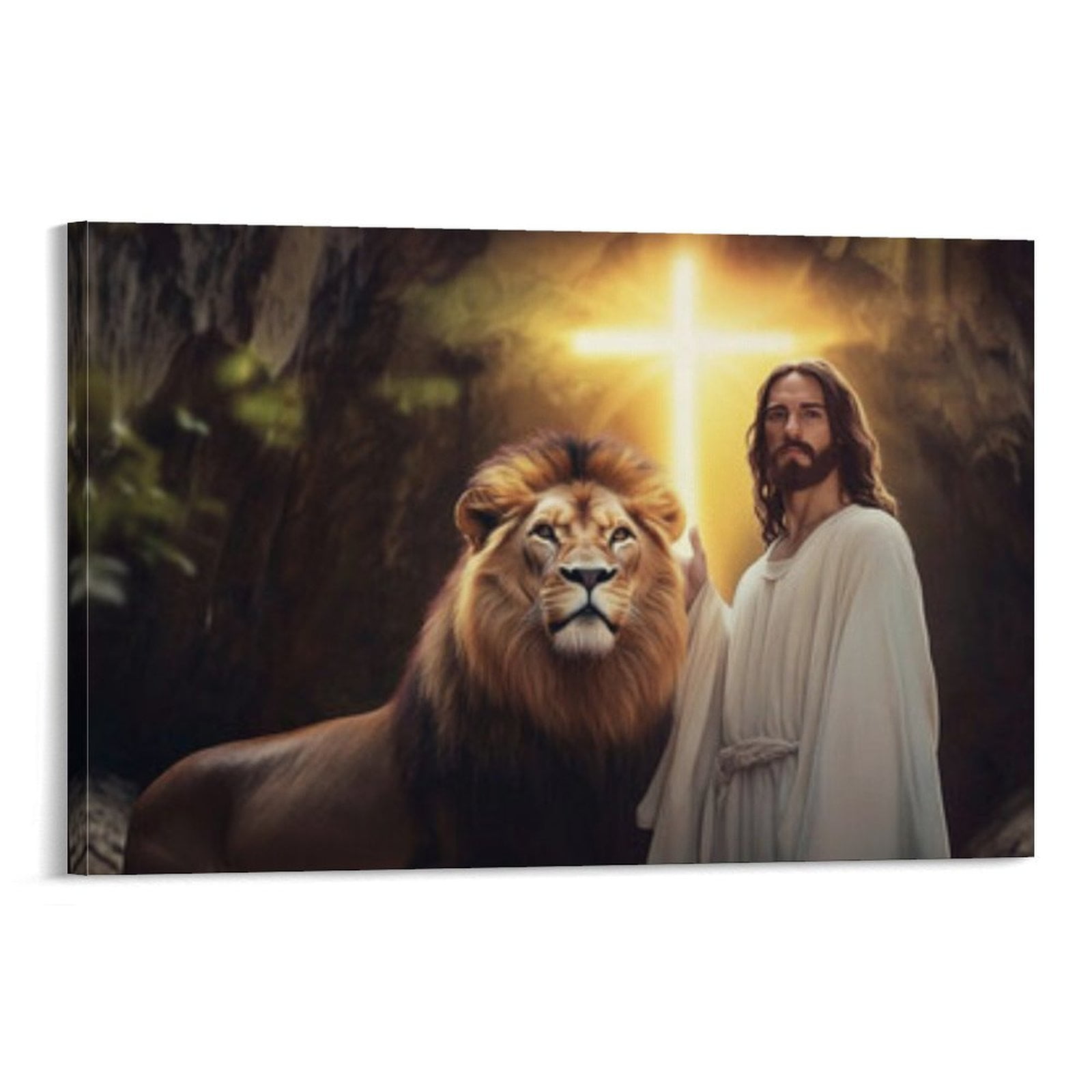 Jesus Christ Wall Art - Lion of Judah And Jesus Painting - Cross Easter ...