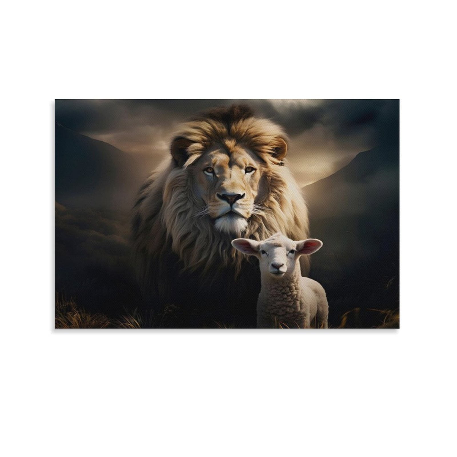 Jesus Christ Wall Art - Lion of Judah And Lamb Art - God Bible Canvas ...