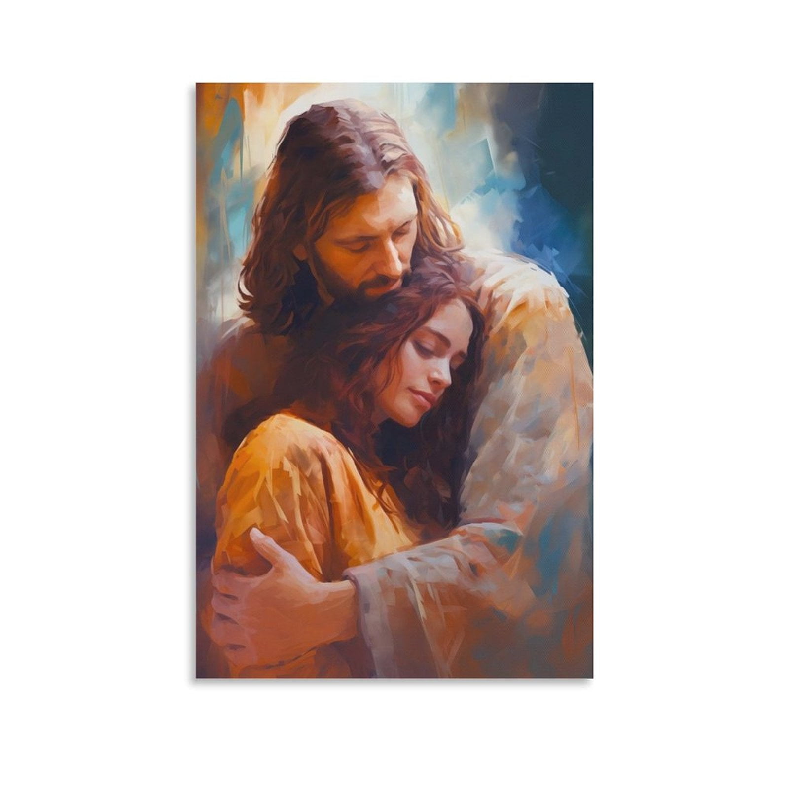 Jesus Christ Wall Art Painting - Jesus Hugging Woman Canvas Painting ...