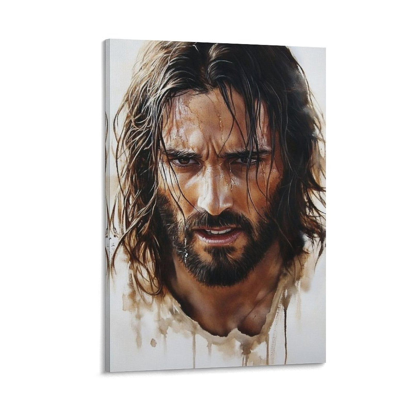 Jesus Christ Wall Art Sad Jesus Poster Bible Watercolor Canvas Print ...