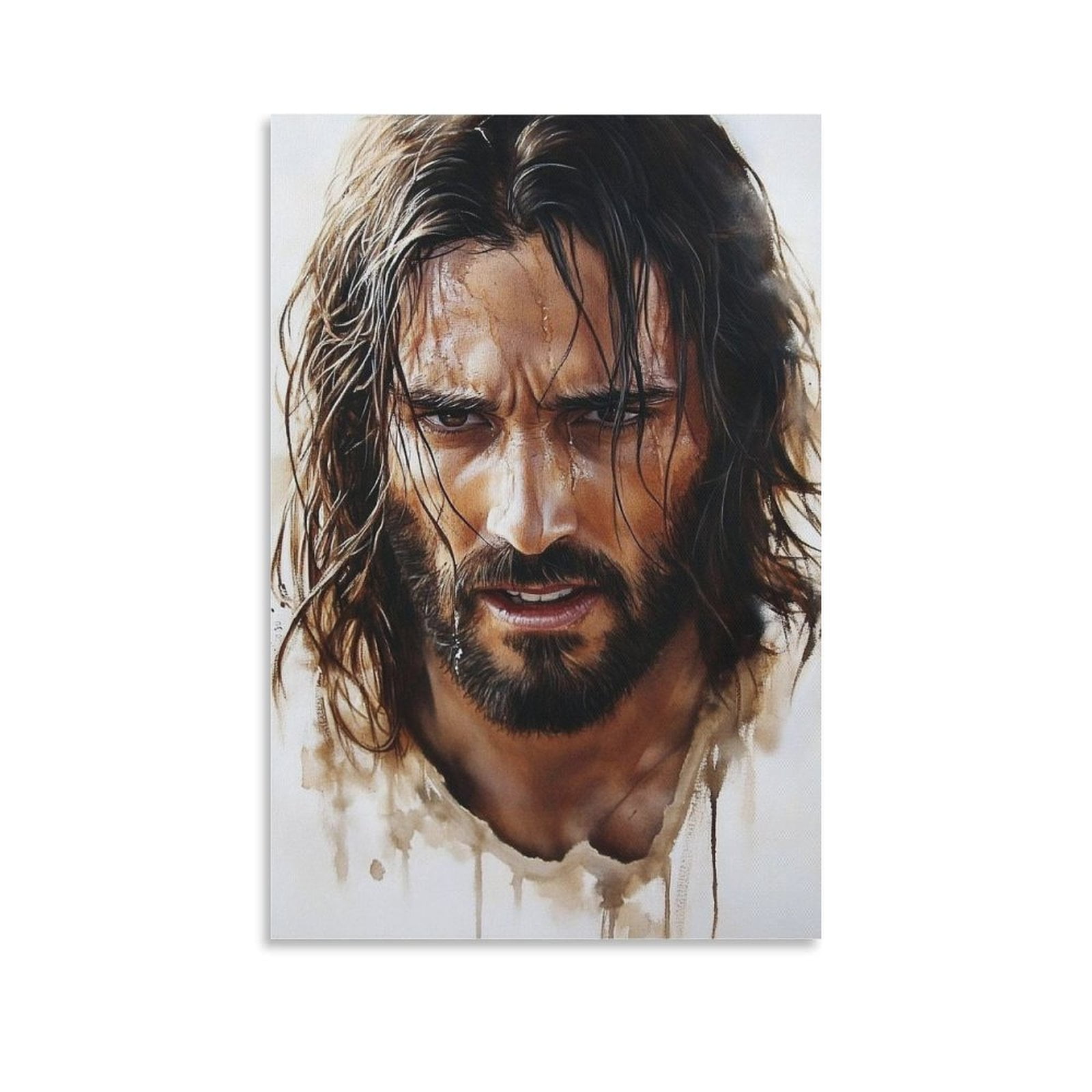 Jesus Christ Wall Art Sad Jesus Poster Bible Watercolor Canvas Print ...