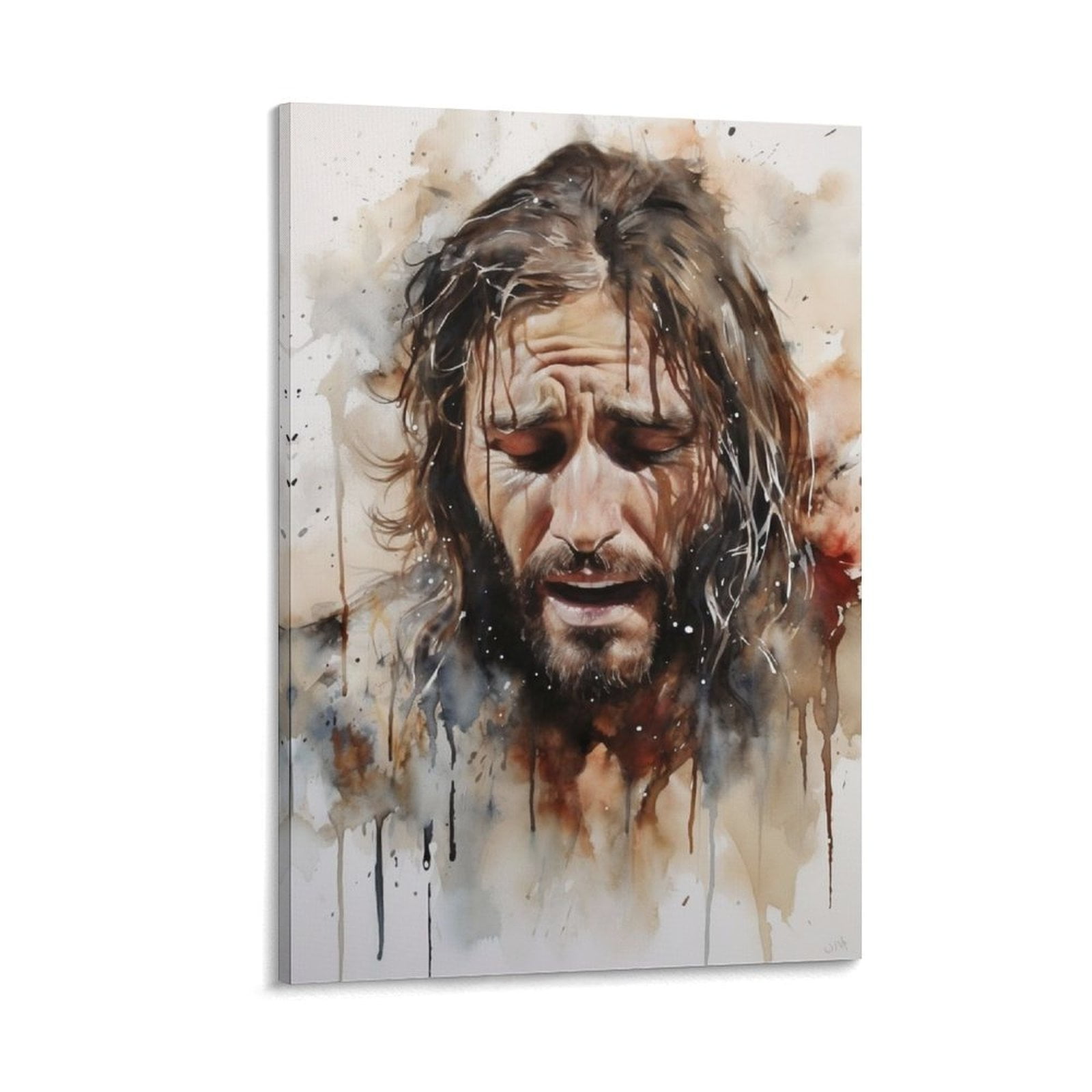 Jesus Christ Wall Art Sad Jesus Poster Jesus Bible Watercolor Canvas ...