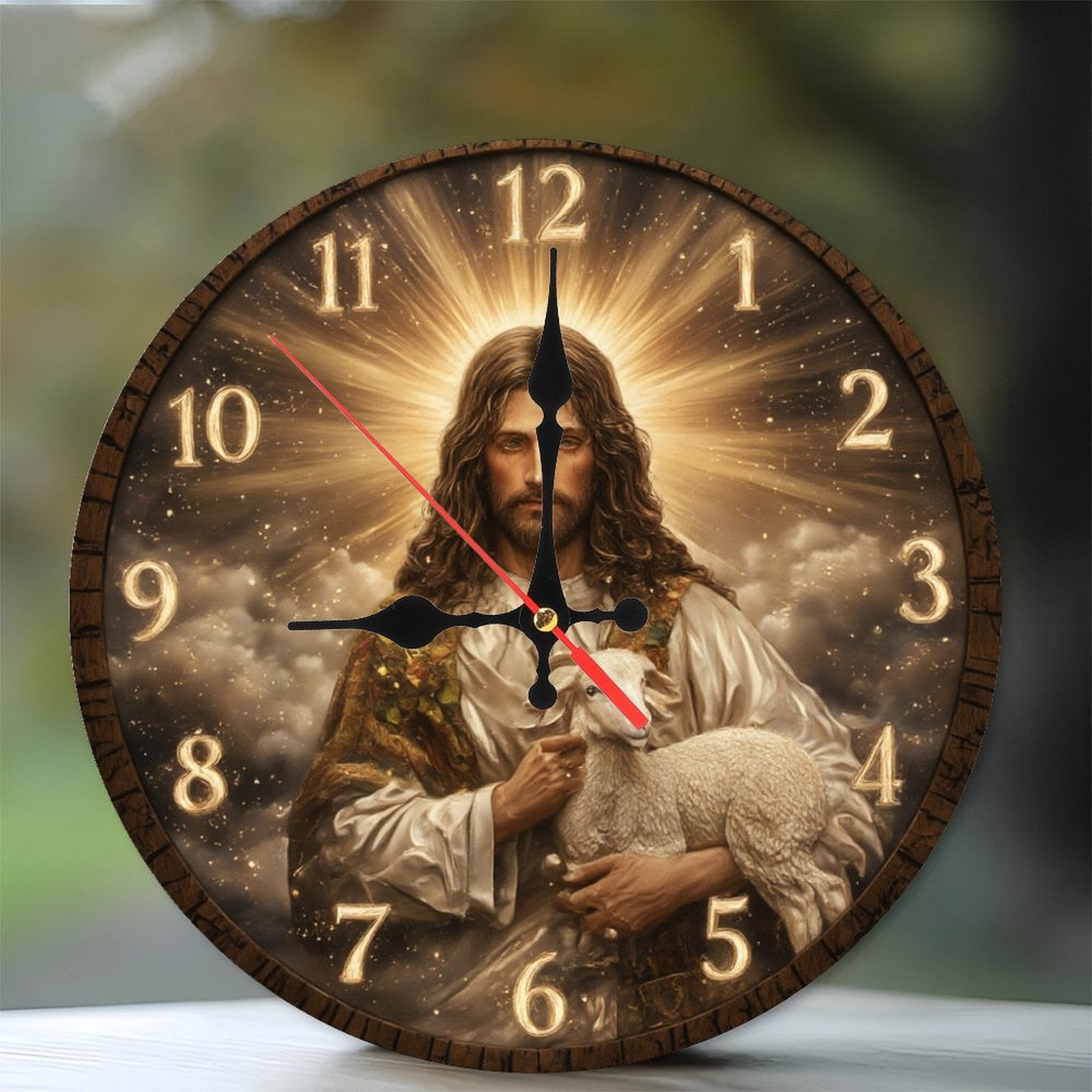 Jesus Christ Wall Clock Good Shepherd Religious Decor Home 10-Inch ...
